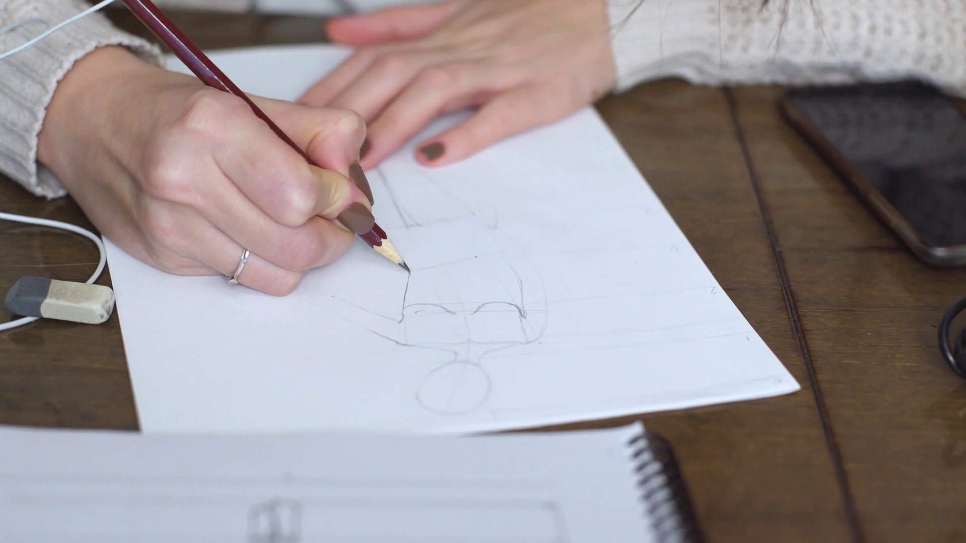 Hand Of Female Tailor Drawing Pattern At Stock Footage SBV-338406272 ...