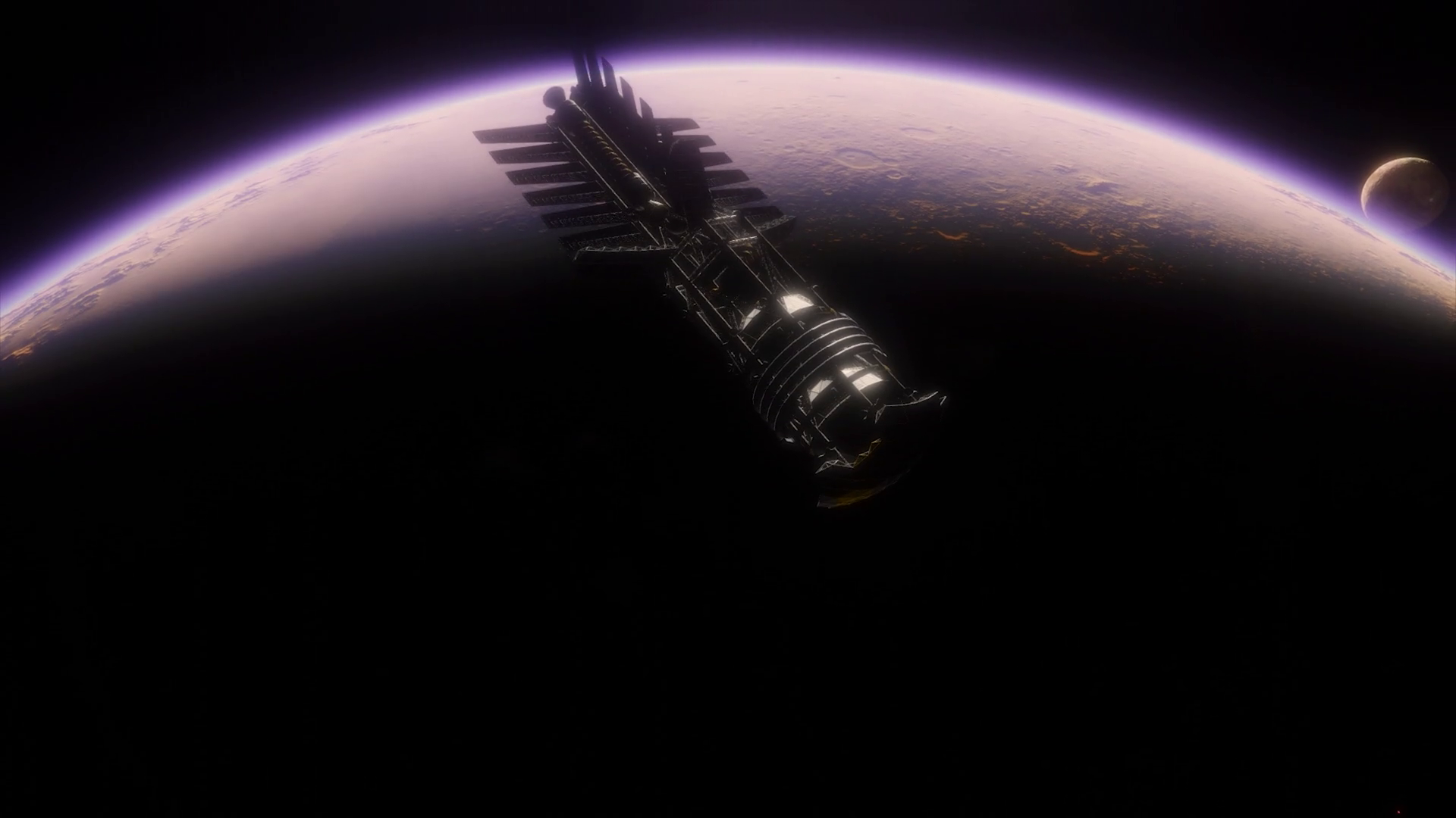 Huge Spaceship In Orbit Of Alien Exoplanet Stock Motion Graphics SBV ...