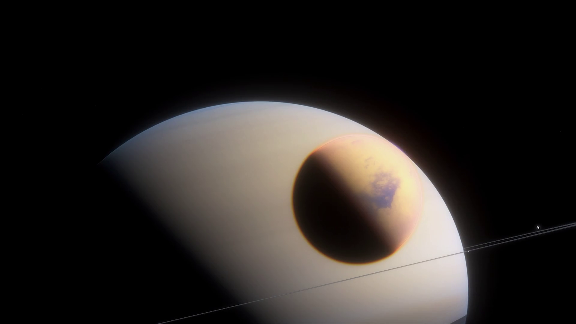 Moon Of Large Gas Planet Saturn Cinematic Stock Motion Graphics SBV ...