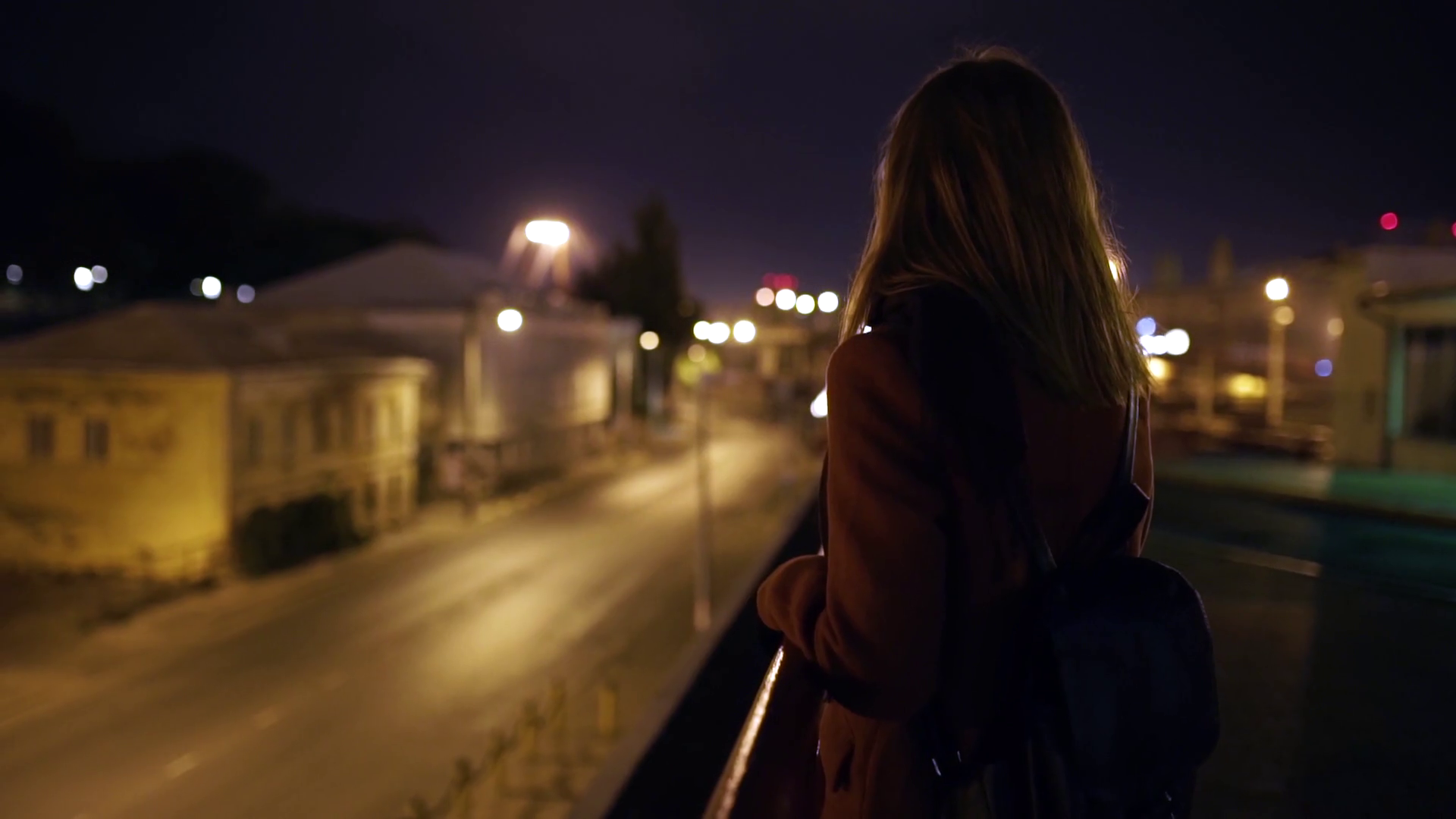 Silhouette Of Woman At Night In City Stock Footage SBV-331702373 ...