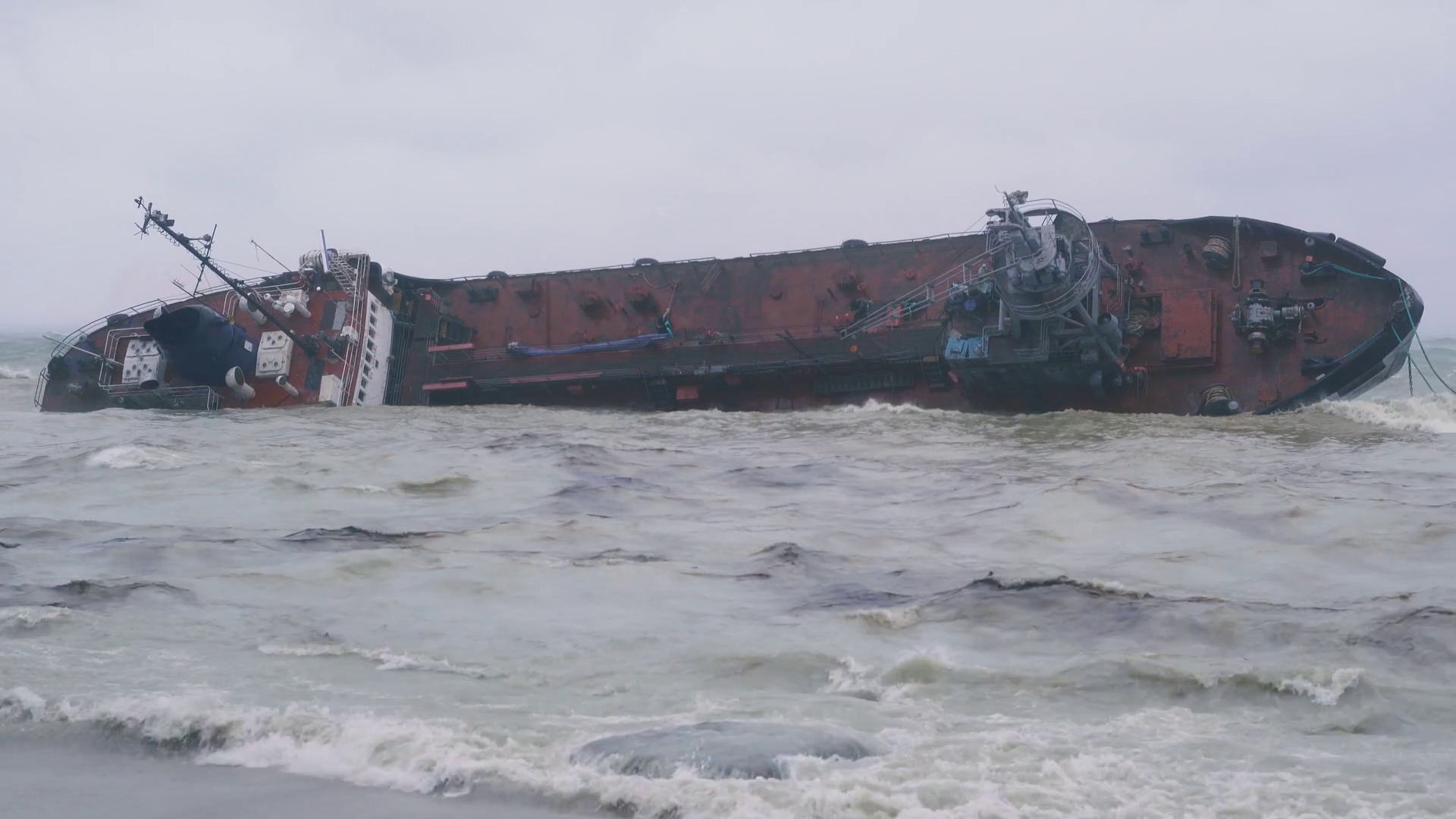 Tanker Crashed On Shores Of Black Sea Stock Footage SBV-337939277 ...