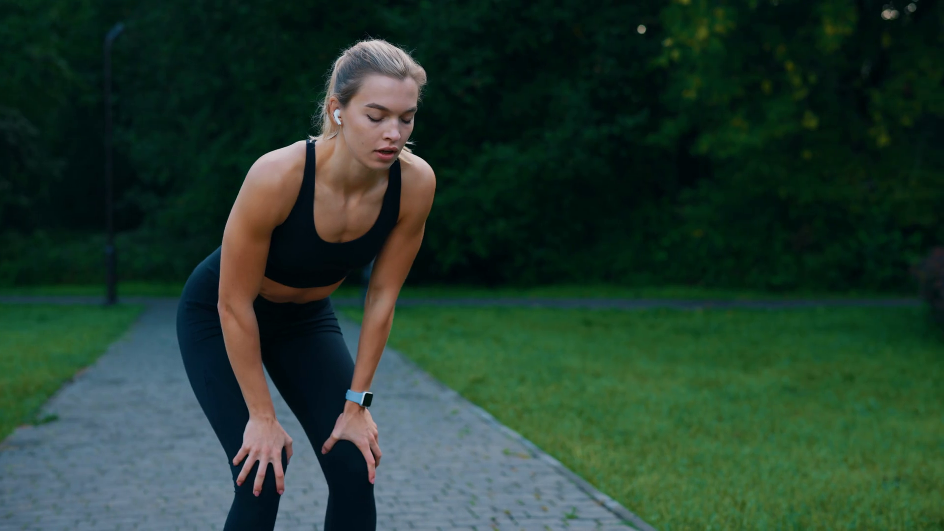 Sporty Caucasian Woman Feeling Tired Running Stock Footage SBV ...
