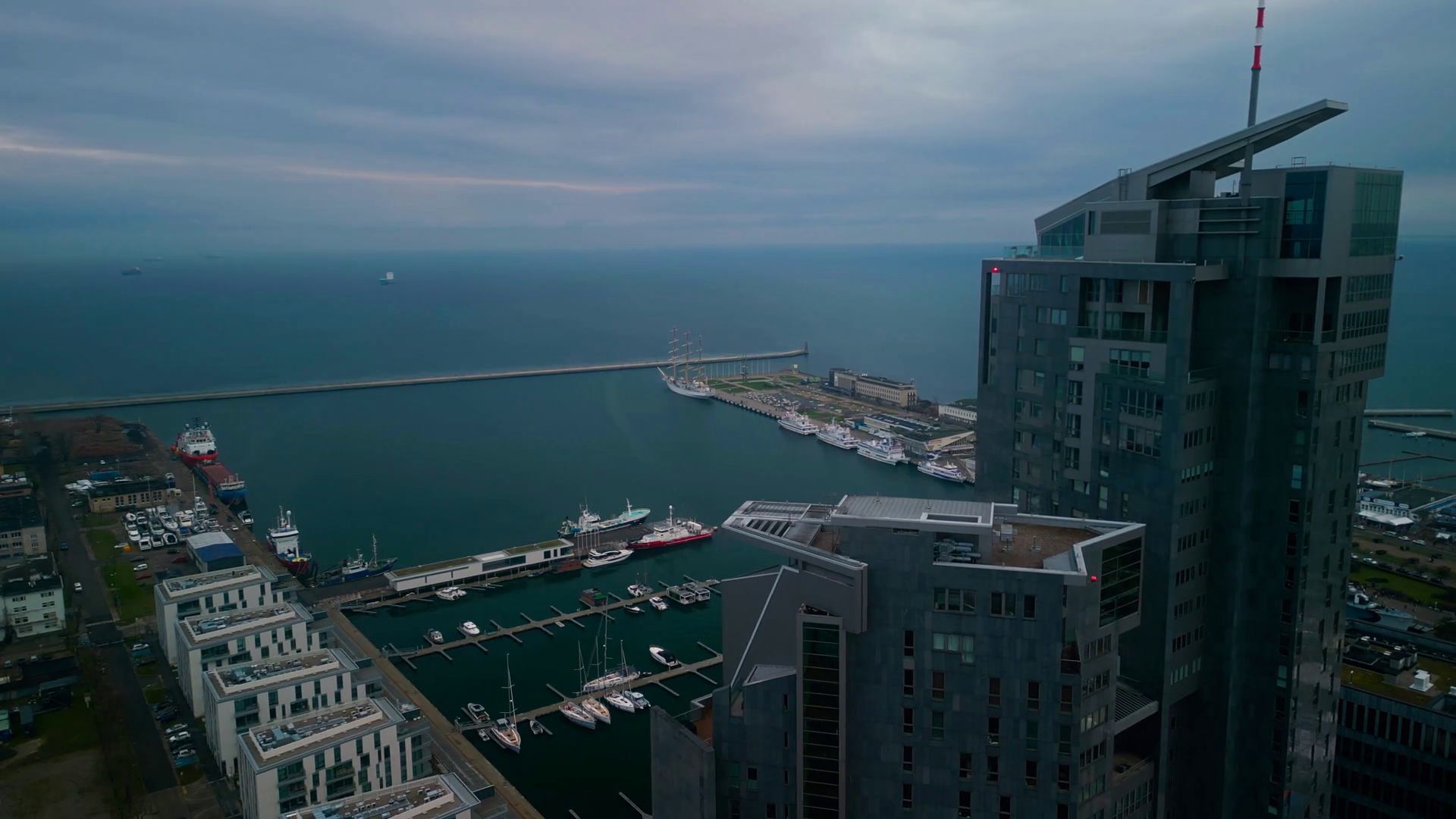 Drone View Of Huge Modern Gdynia Port Aerial Stock Footage SBV ...