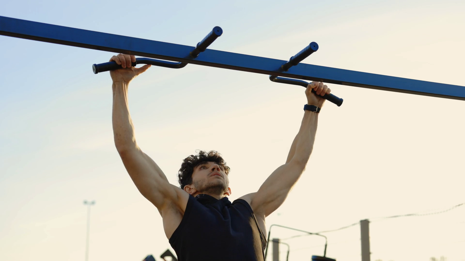 Sporty Handsome Athlete Doing Pull-ups Stock Footage SBV-348495514 ...
