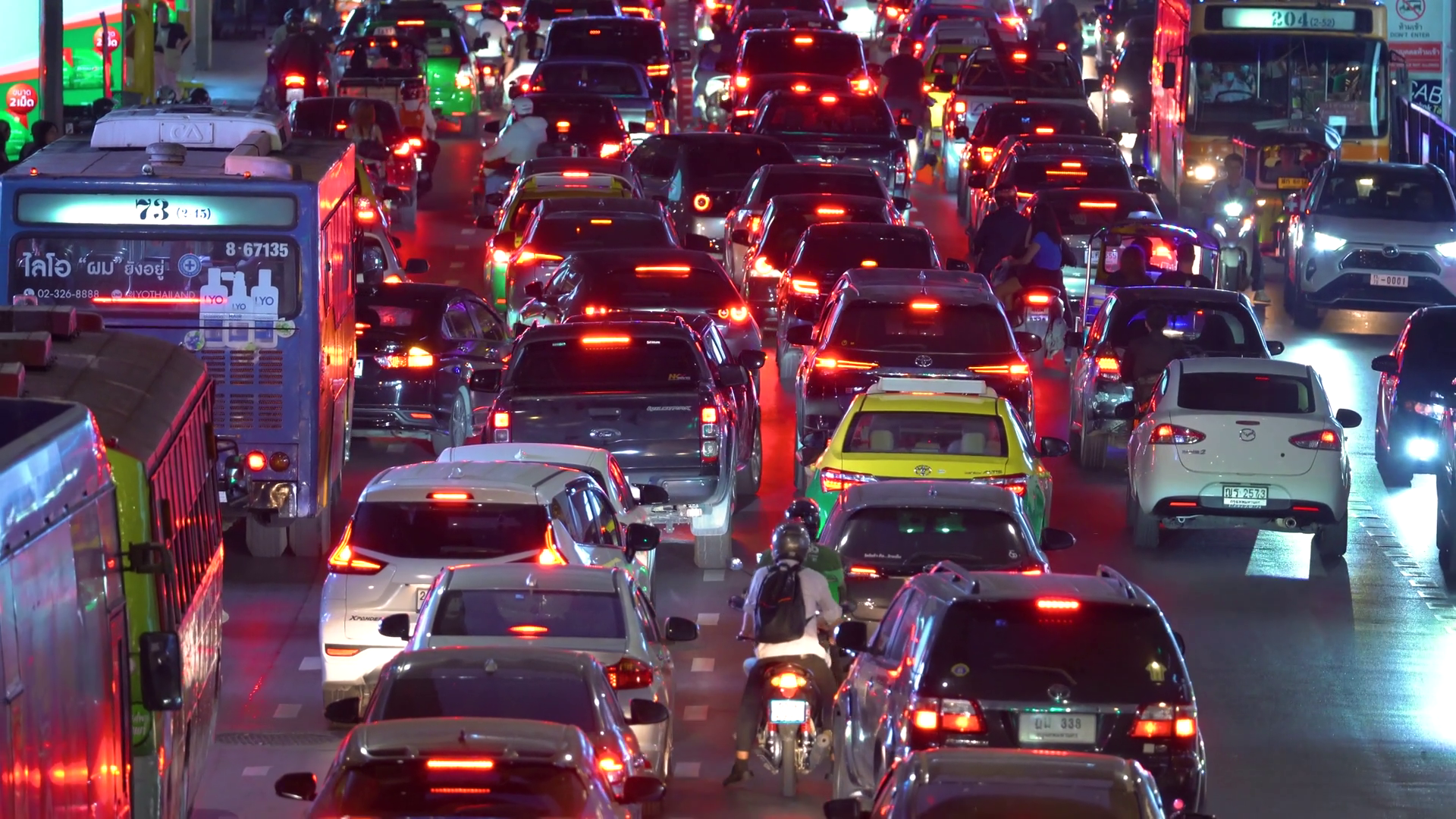 Heavy Traffic Congestion At Night In Stock Footage SBV-352114931 ...