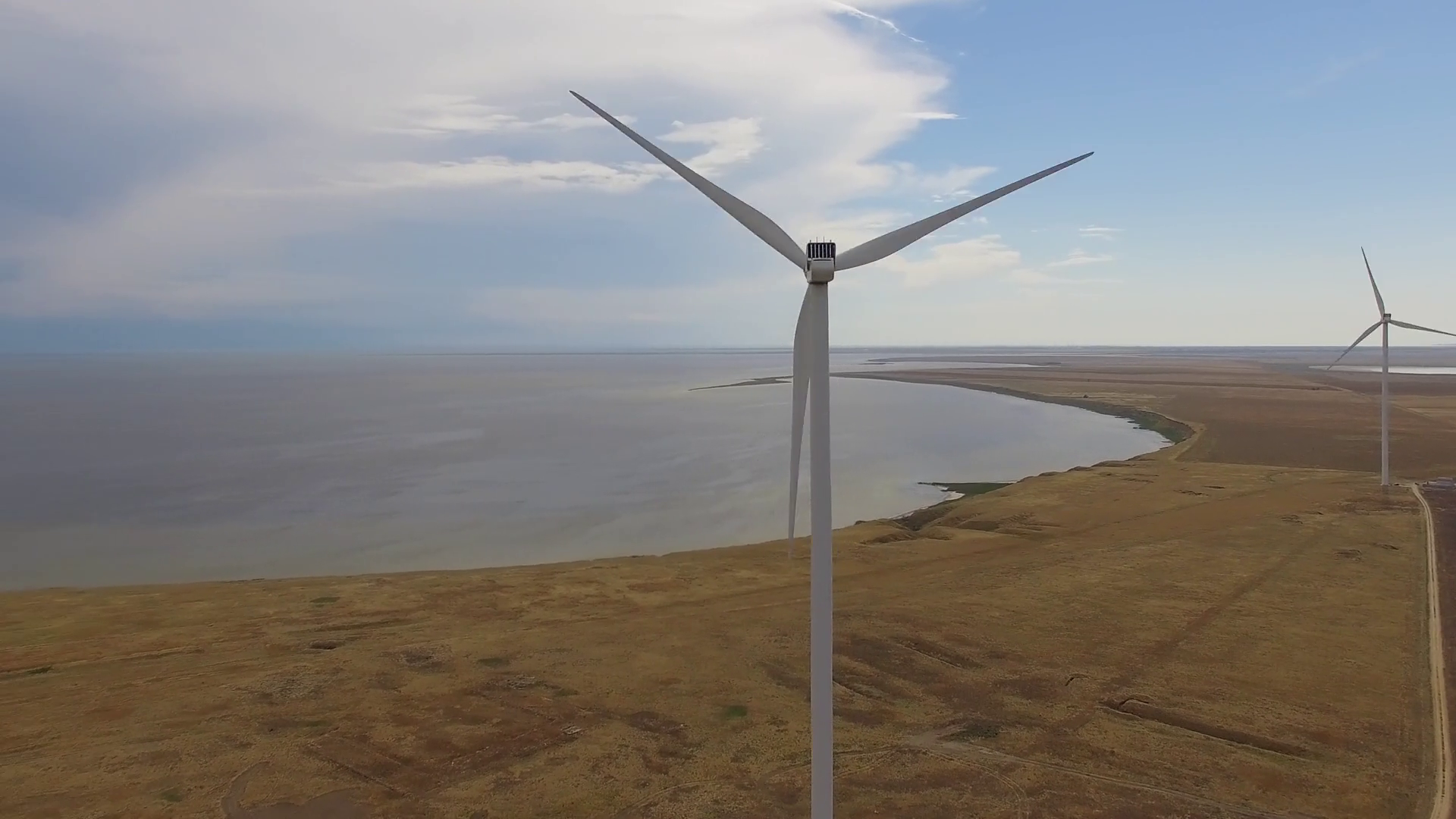Wind Turbine Farm Near Coast Generates Clean Stock Footage SBV ...