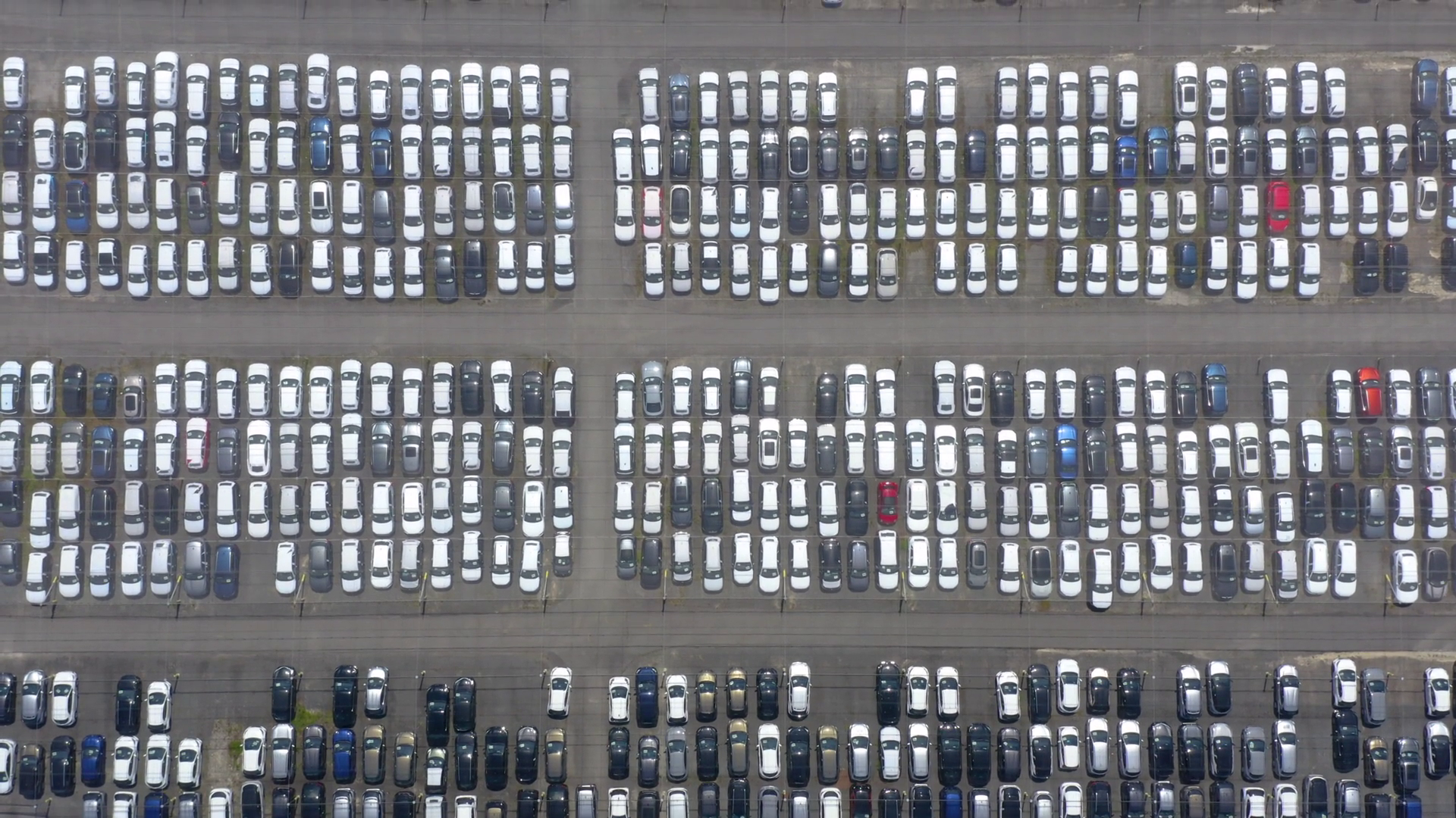 Aerial View Of Extensive Parking Lot Filled Stock Footage SBV-351663044 ...