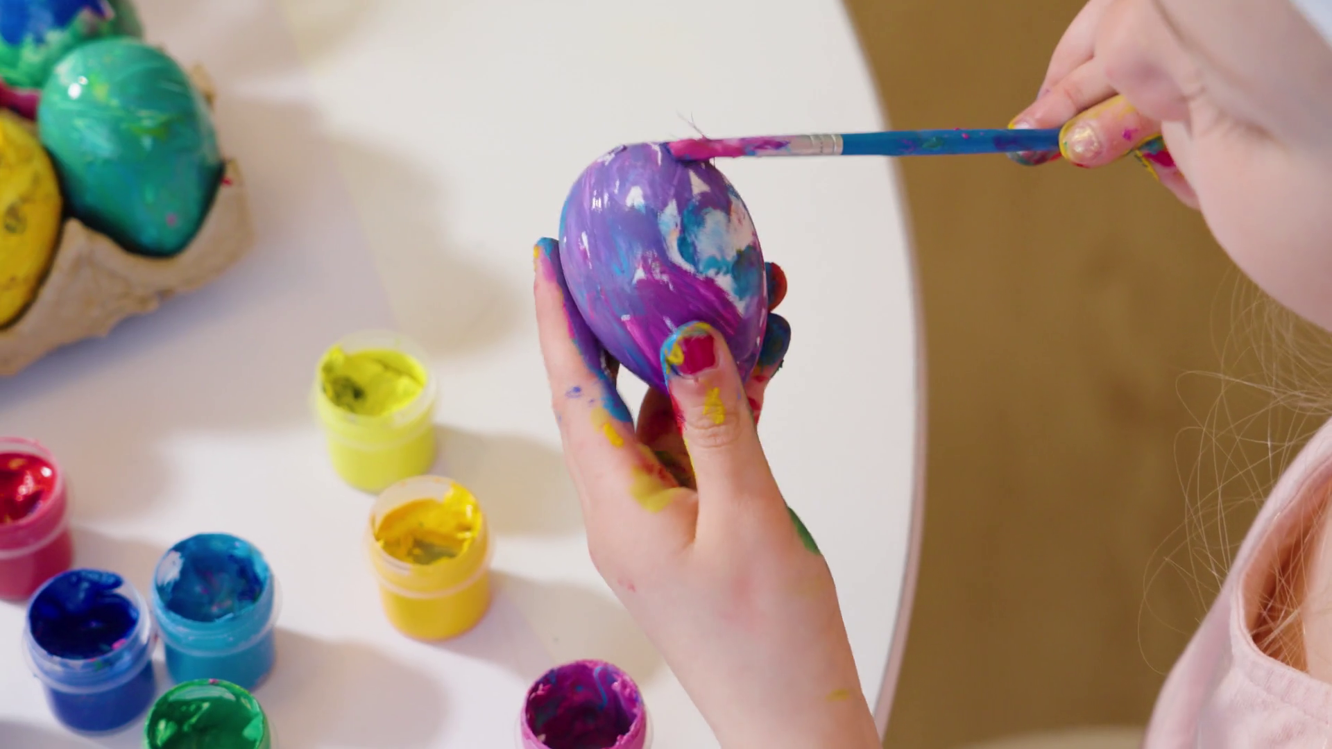Coloring Easter Eggs With Vibrant Colors Stock Footage SBV-352049030 ...