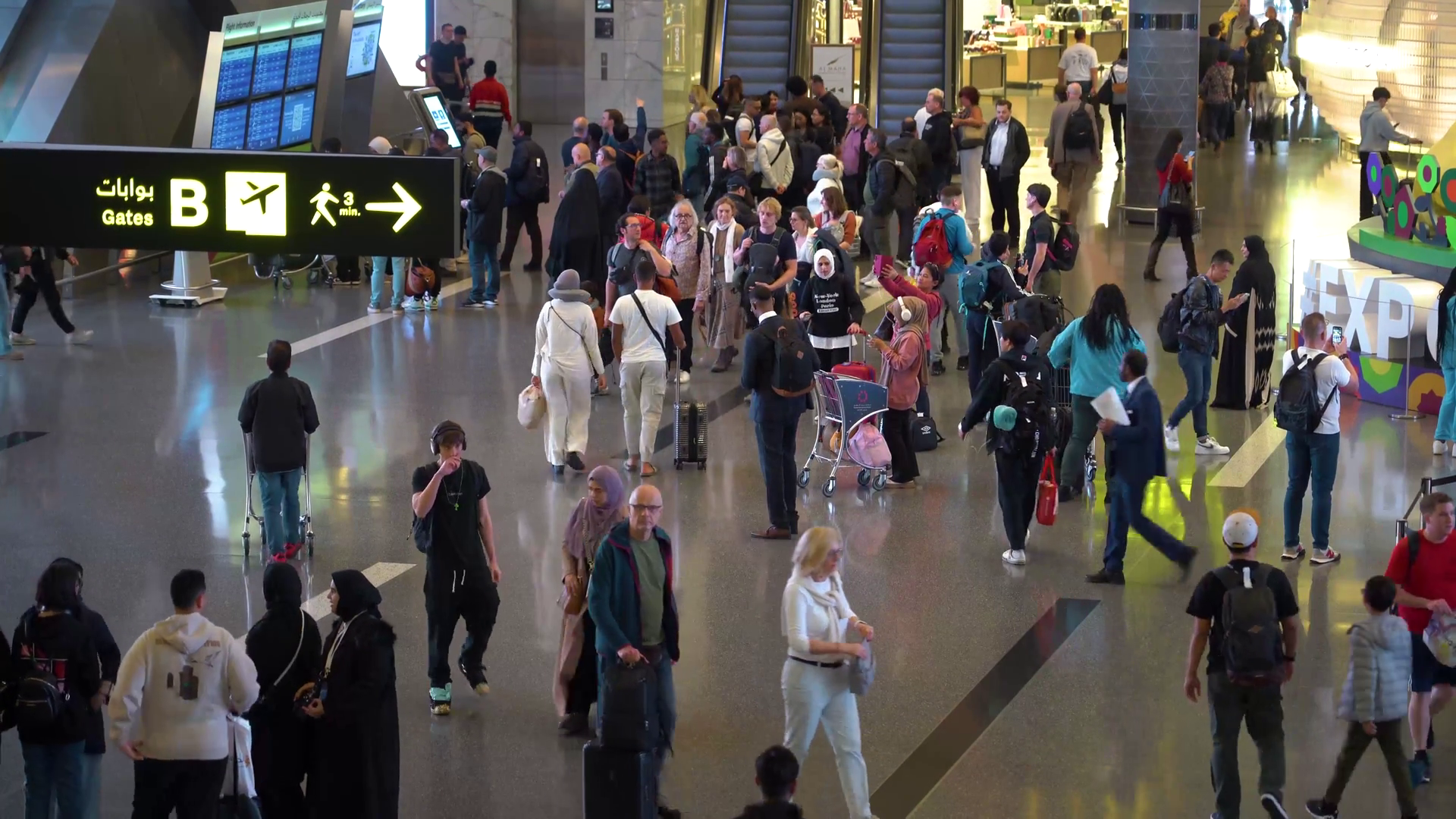 Long Lines At Airport Terminal During Busy Stock Footage SBV-352114791 ...