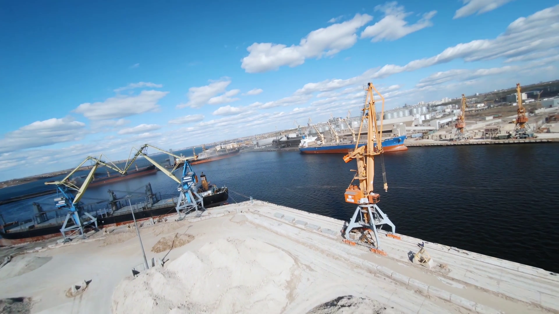 Construction Progress Of Expansive Port Stock Footage SBV-352337864 ...