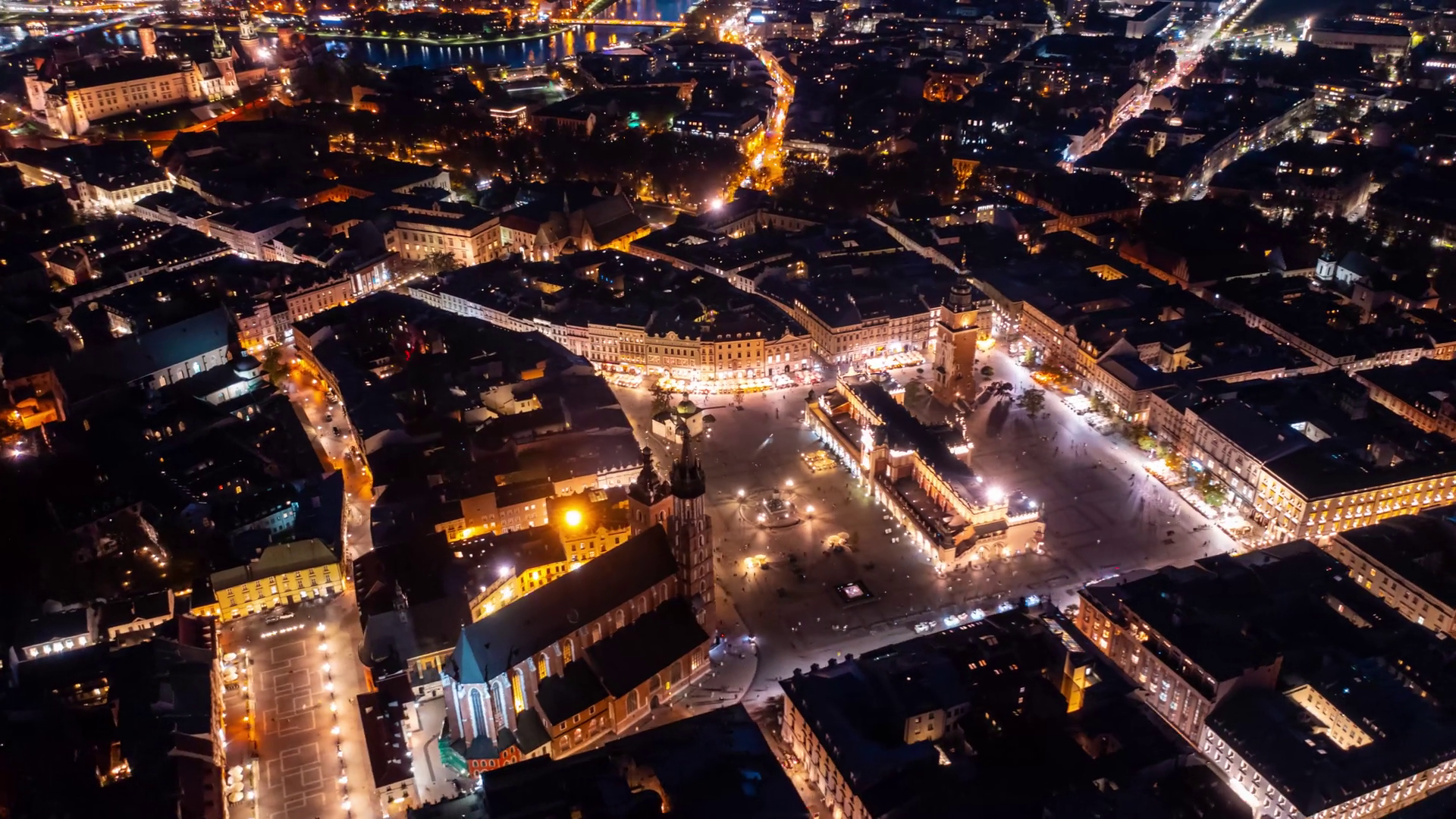 Krakow At Night Showcasing Vibrant Lights Stock Footage SBV-351669498 ...