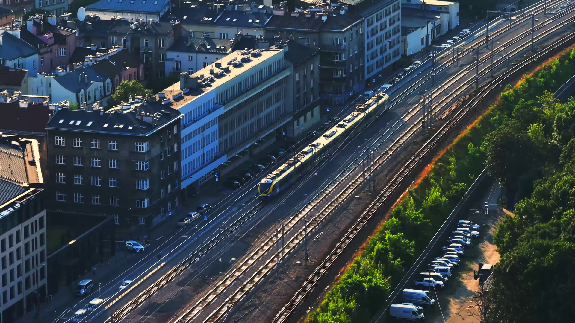 Aerial View Of City Railway Tracks Urban Stock Footage SBV-351670547 ...