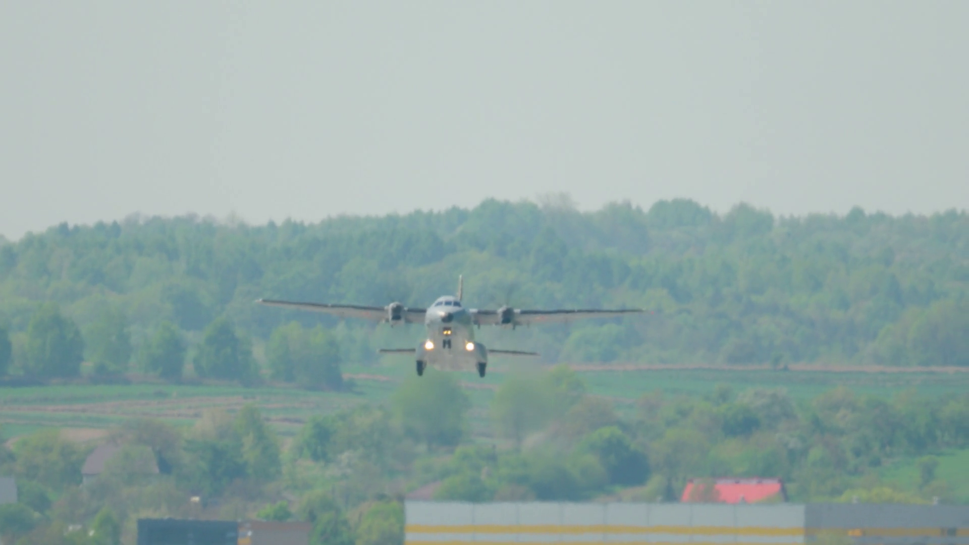 Military Airplane Executes Landing Maneuver Stock Footage SBV-352076750 ...