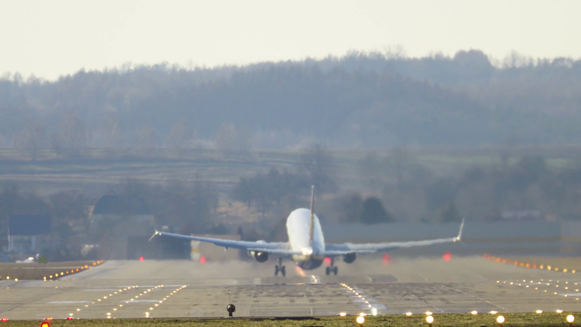Passenger Plane Takes Off From Runway Stock Footage SBV-351881552 ...