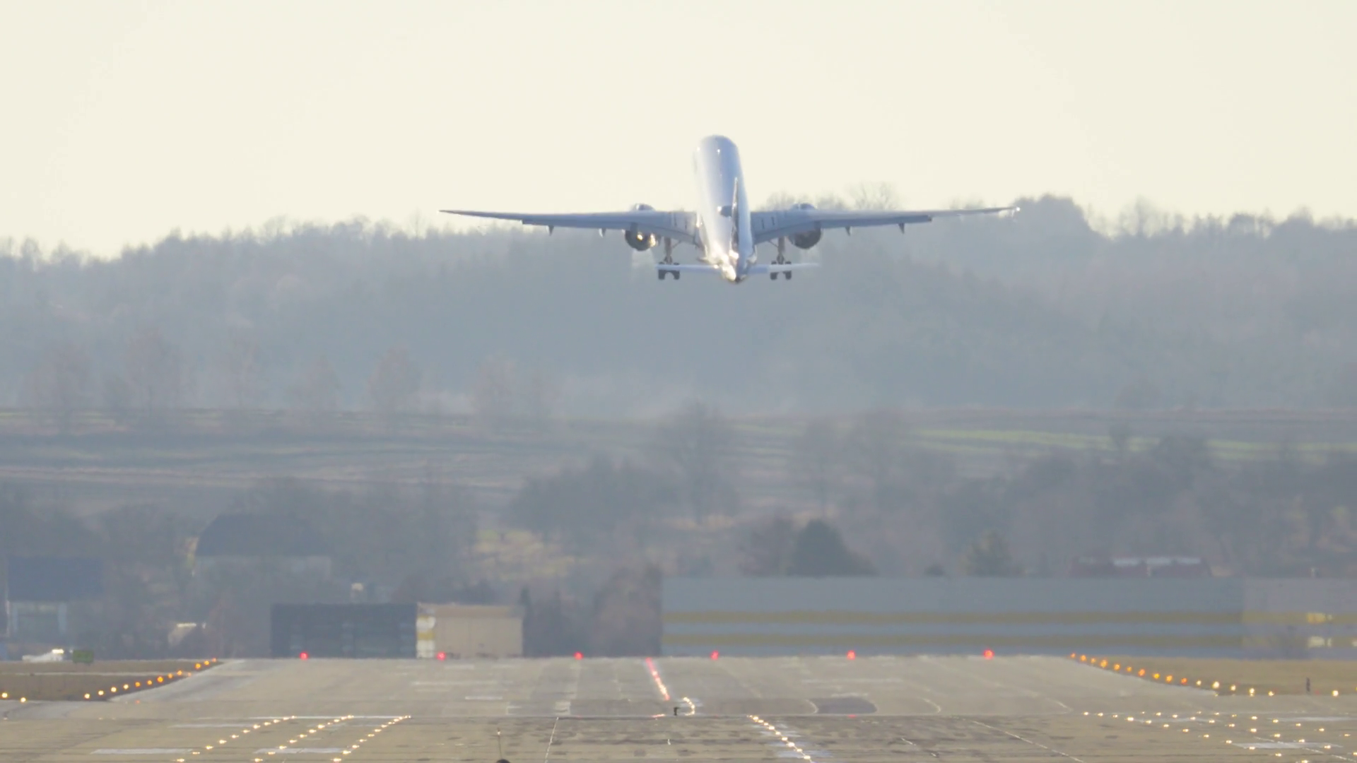 Passenger Plane Takes Off From Airport Stock Footage SBV-351881573 ...