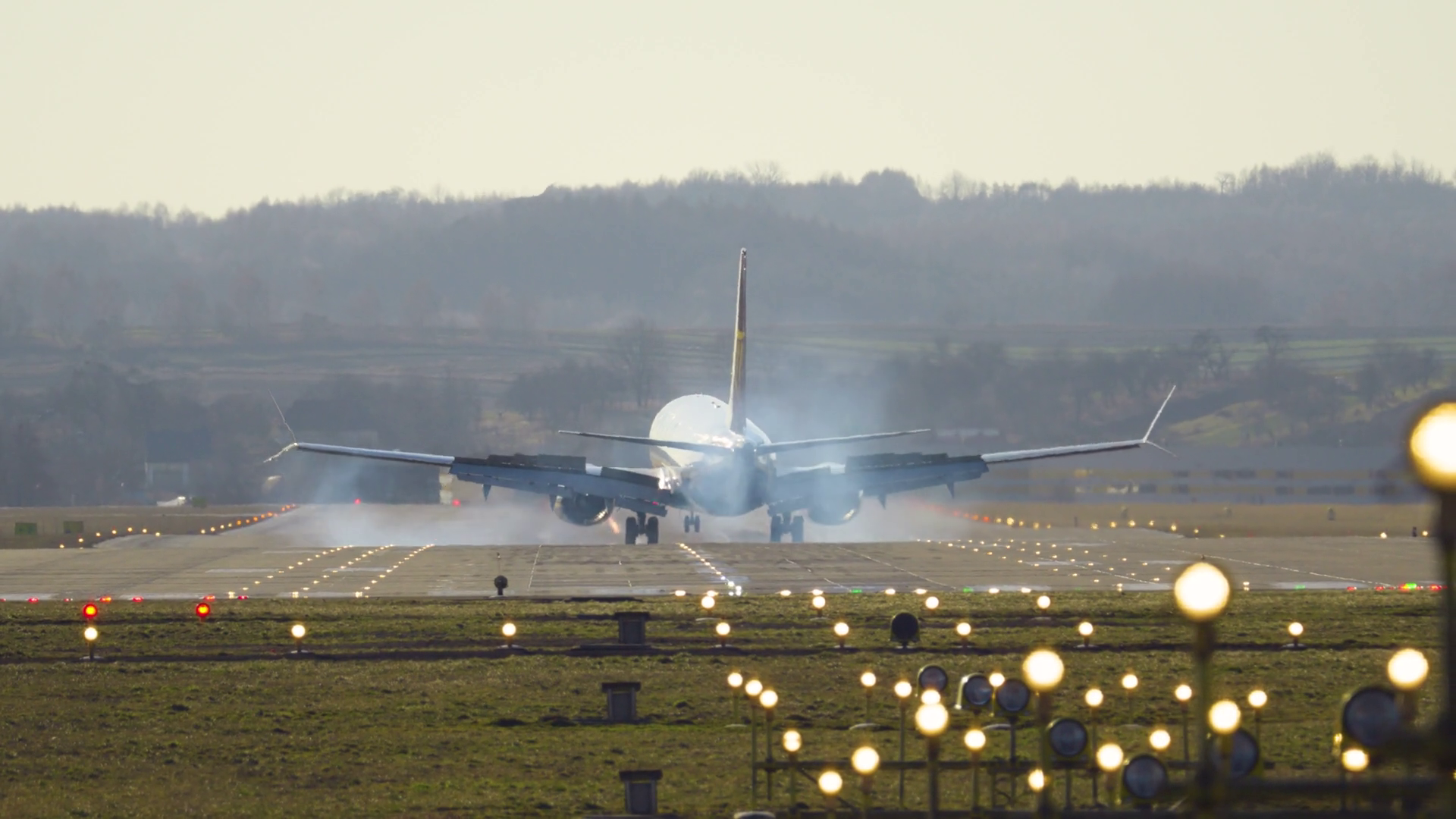 Passenger Plane Successfully Lands On Runway Stock Footage SBV ...