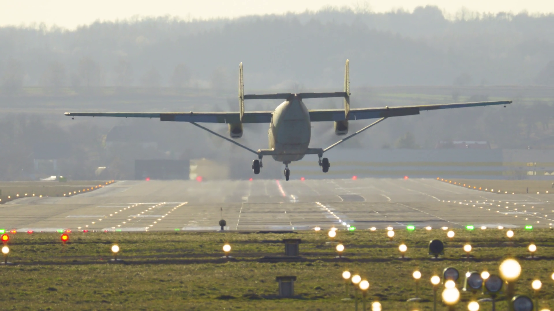 Military Aircraft Approaches Runway Landing Stock Footage SBV-351881454 ...