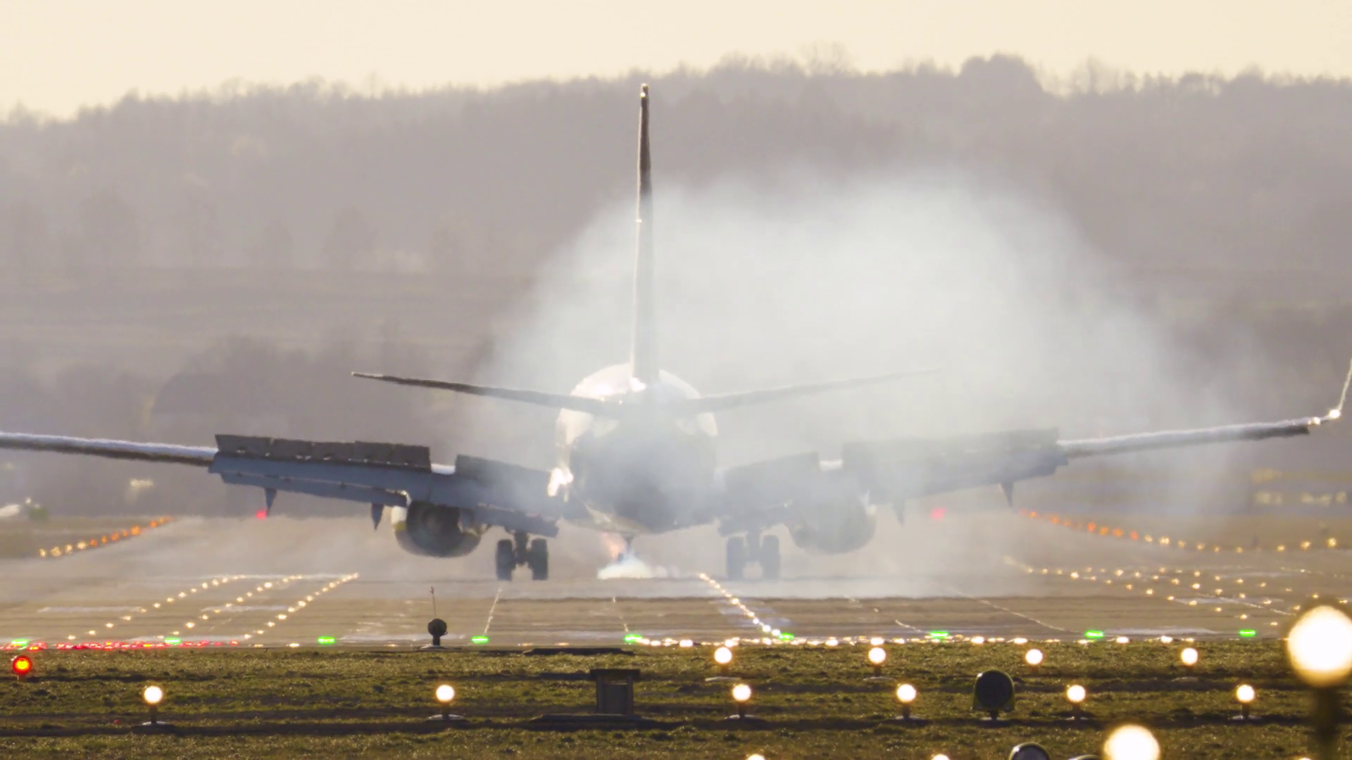 Passenger Plane Safely Lands On Runway At Stock Footage SBV-351881335 ...