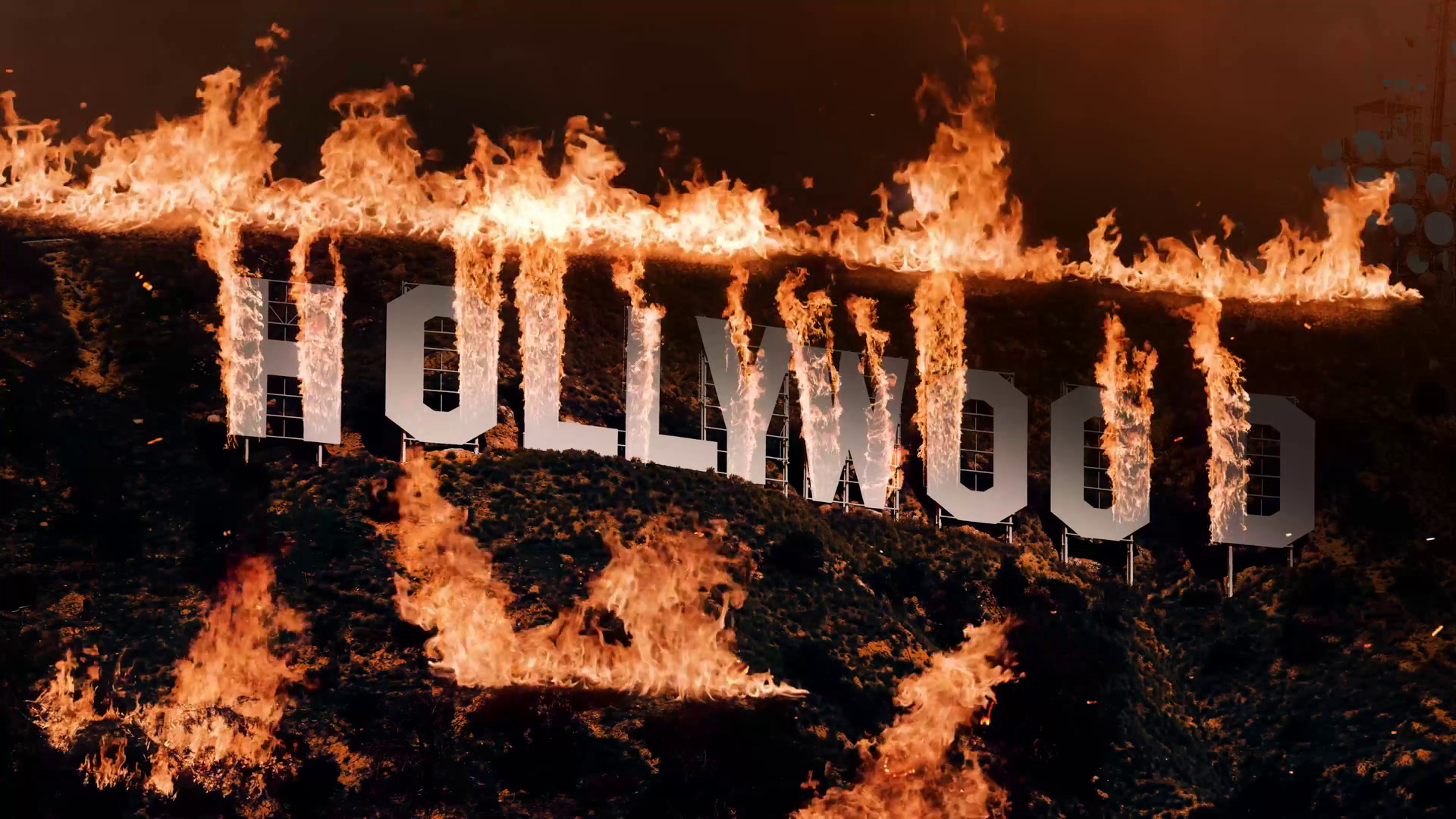 Wildfires Engulf Hollywood Sign In Los Stock Footage SBV-352141133 ...