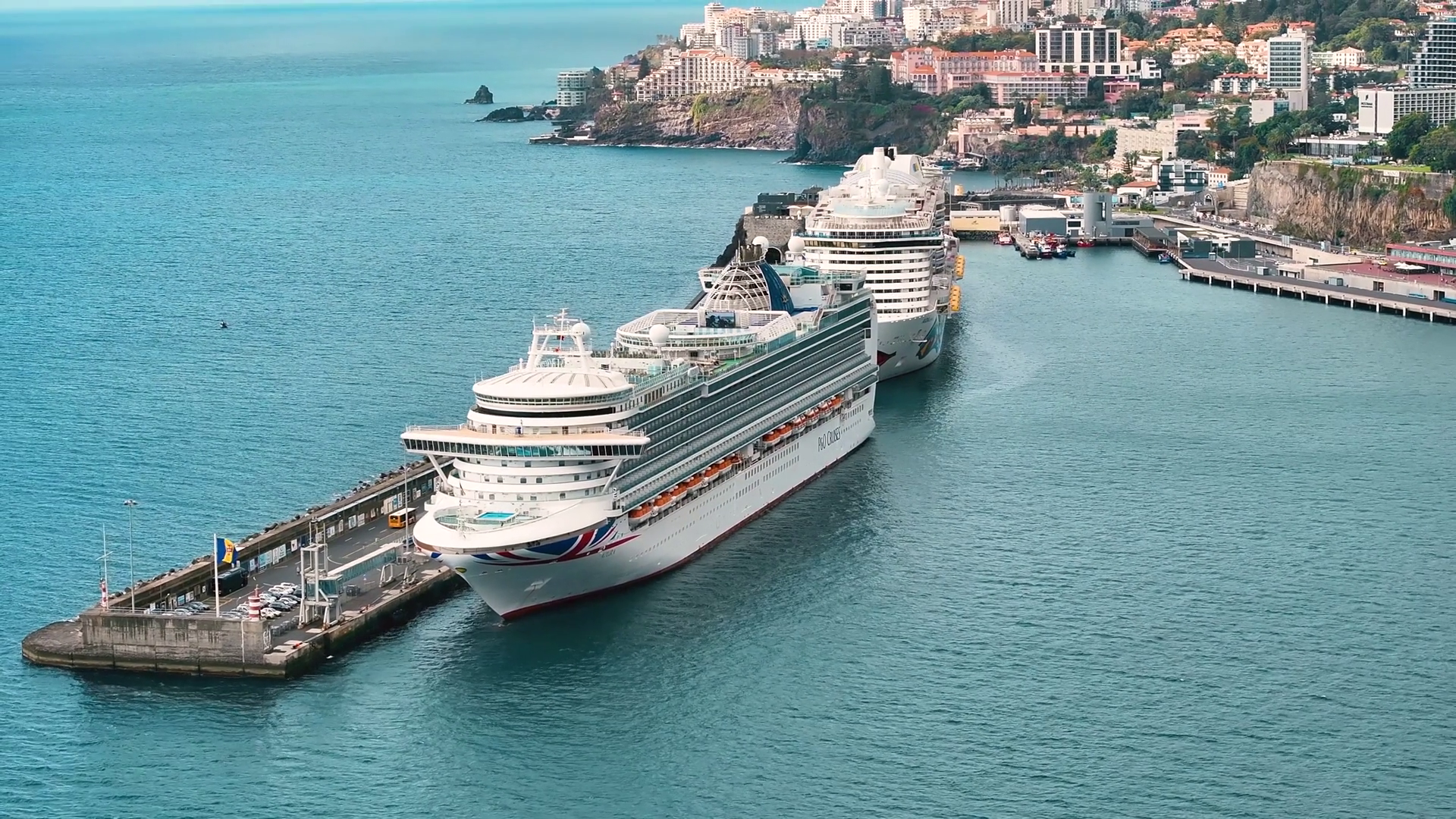 Cruise Ships Dock In Port Of Funchal Madeira Stock Footage SBV ...