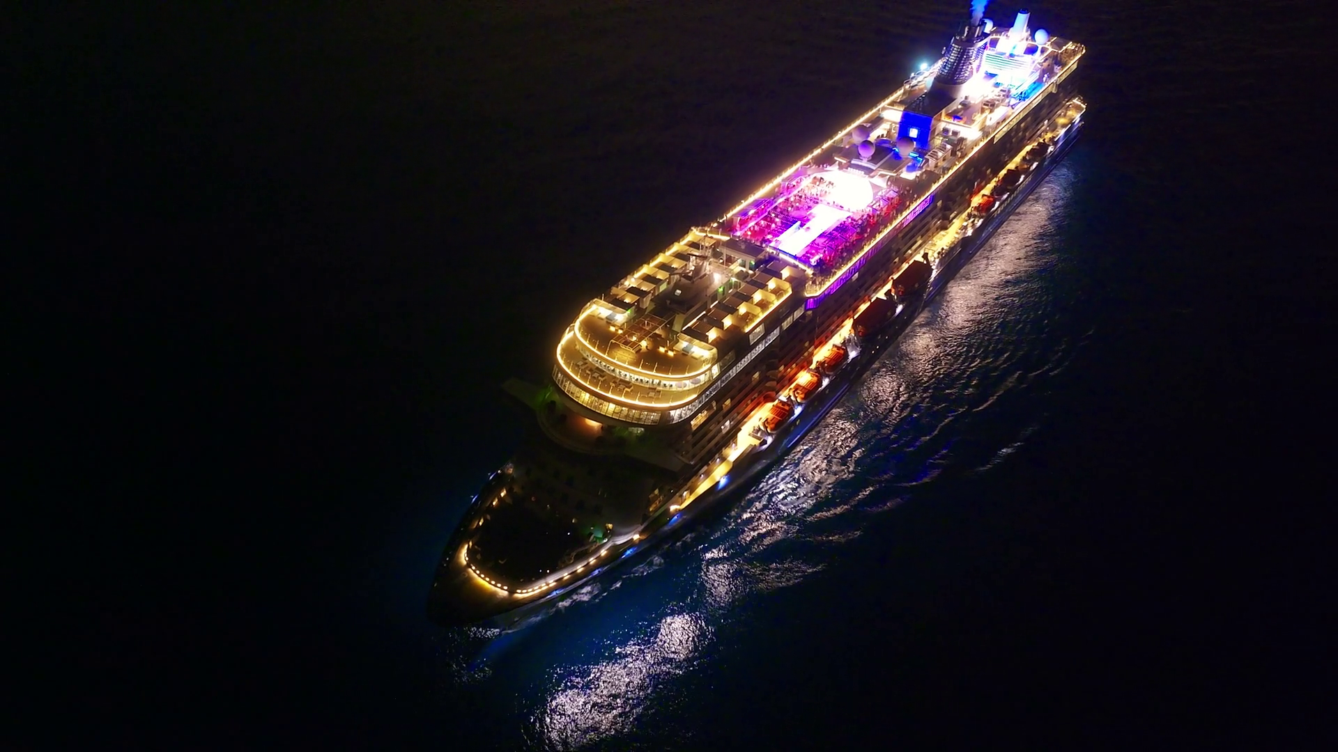 Cruise Ship Illuminated At Night With Stock Footage SBV-352045613 ...