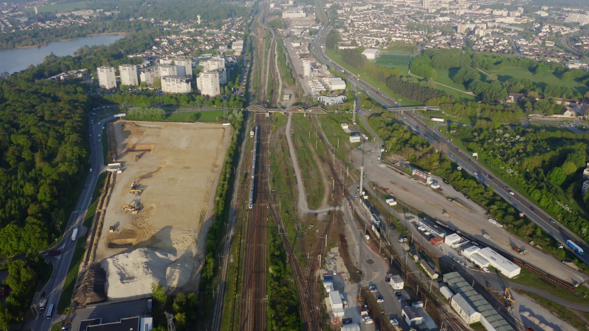 Aerial View Of Railway Expansion Project Stock Footage SBV-351663494 ...