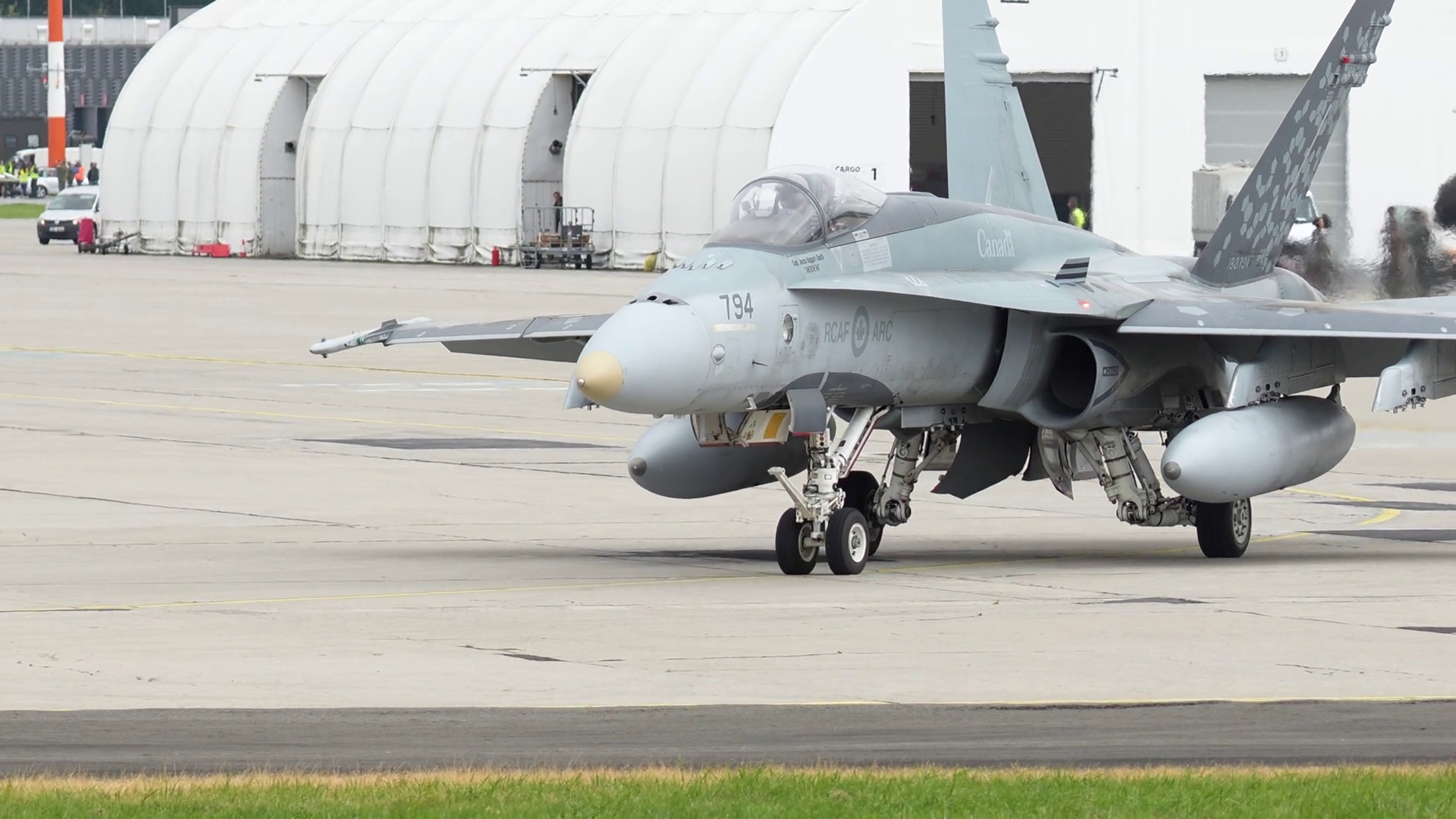 F-18 Aircraft Prepares Takeoff At Busy Stock Footage SBV-352879641 ...