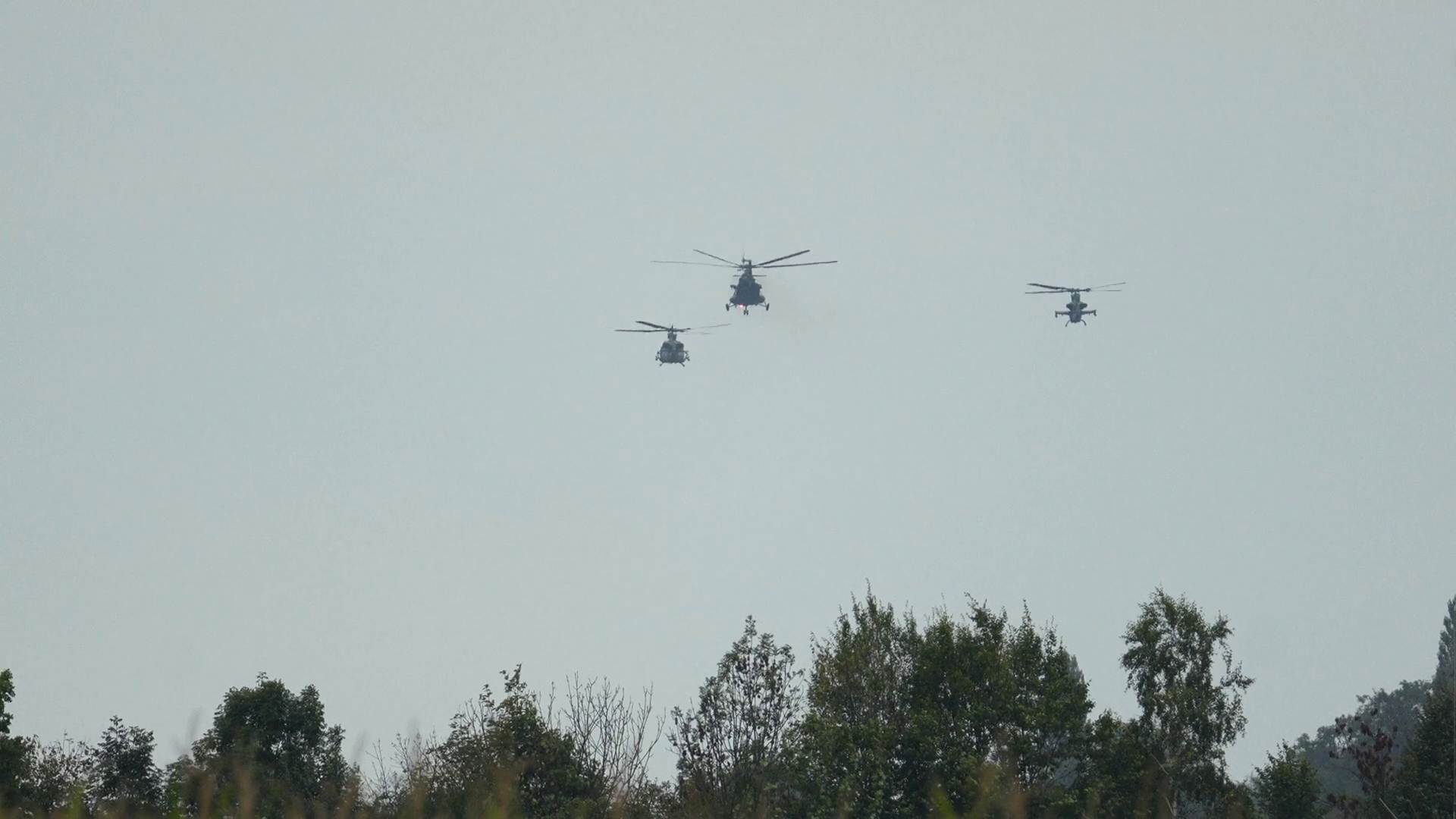 Military Helicopters Flying In Formation Stock Footage SBV-352879288 ...