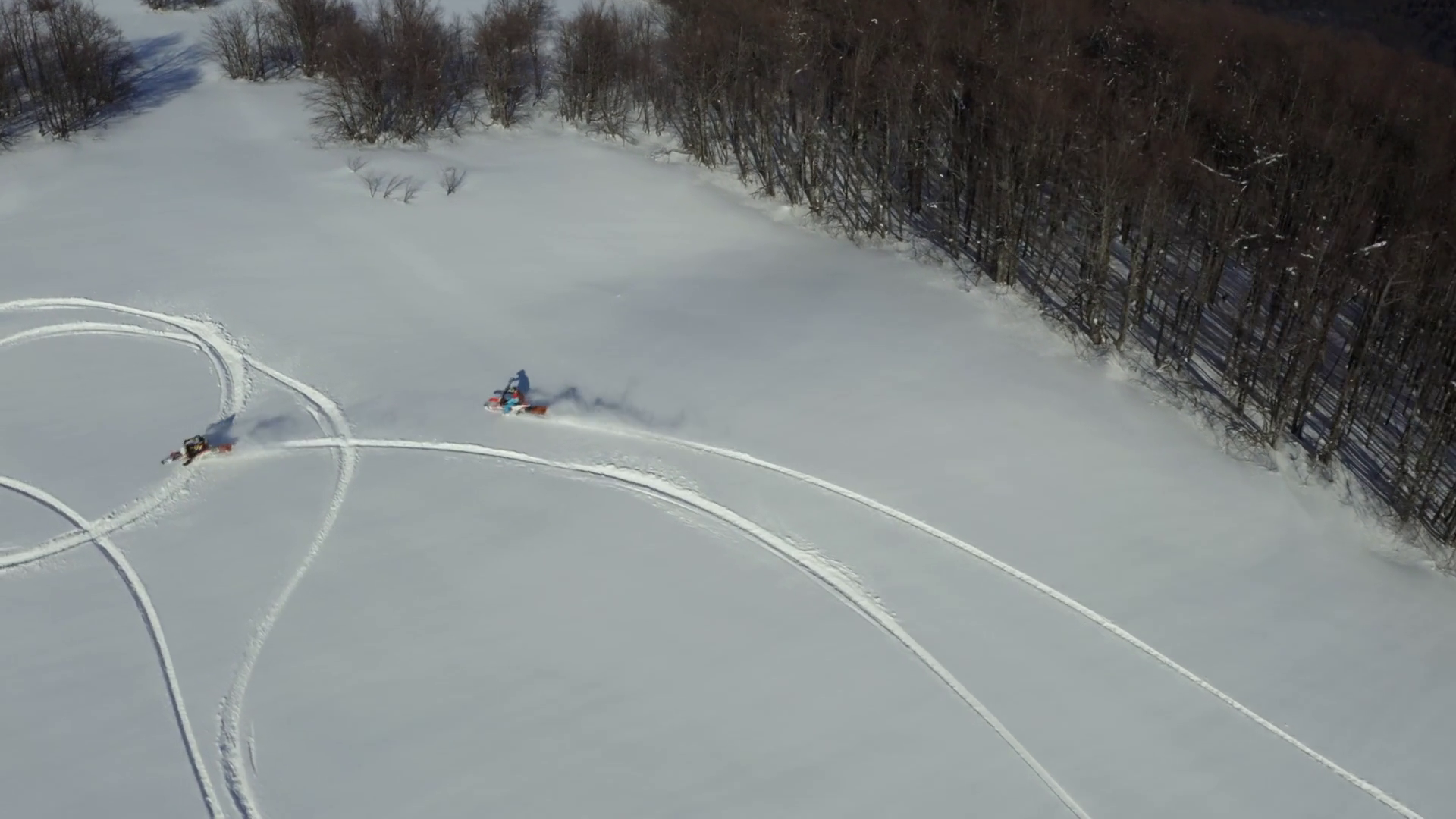 Aerial View Of Motorbikes On Snow Tracks Stock Footage SBV-353410686 ...