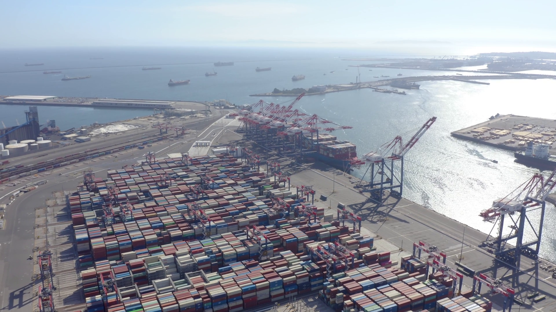 Drone Captures Busy Port Operations Stock Footage SBV-351658279 ...