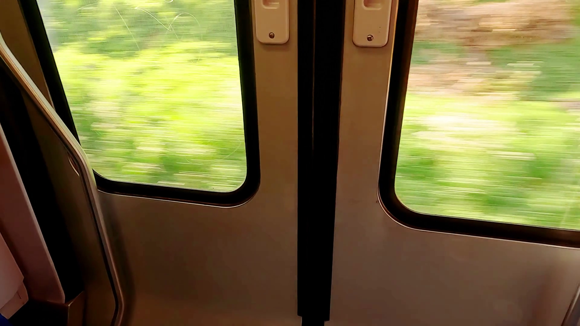 Train Doors Open To Reveal Beautiful Green Stock Footage SBV-351663778 ...