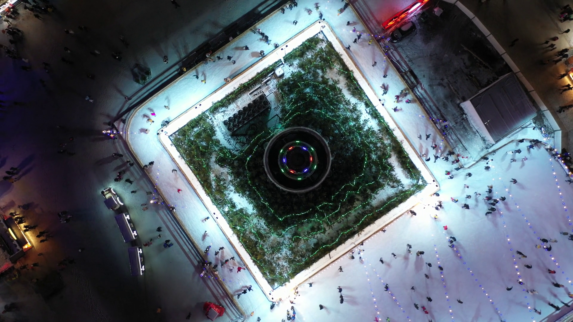Aerial View Of Busy Ice Skating Rink In Stock Footage SBV-351675526 ...