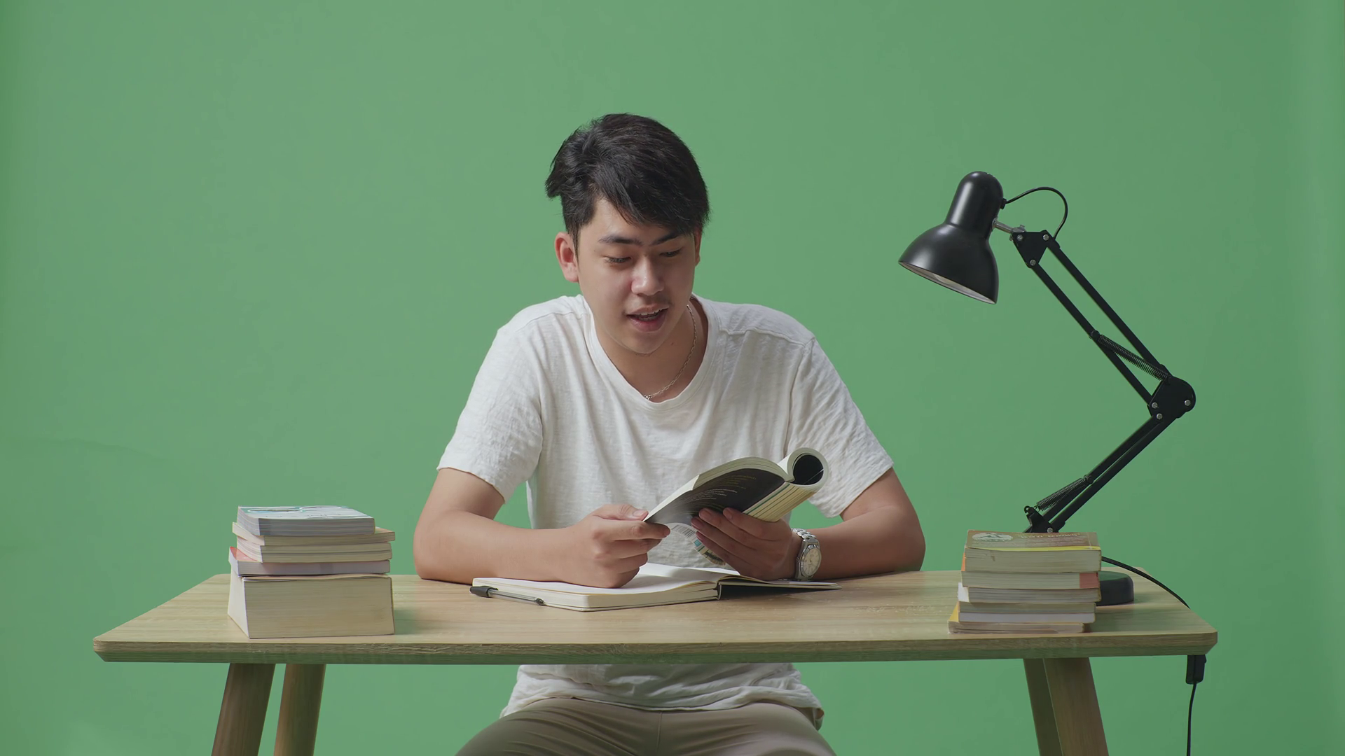 Young Asian Male Reading Books Studying On Stock Footage SBV-351790057 ...