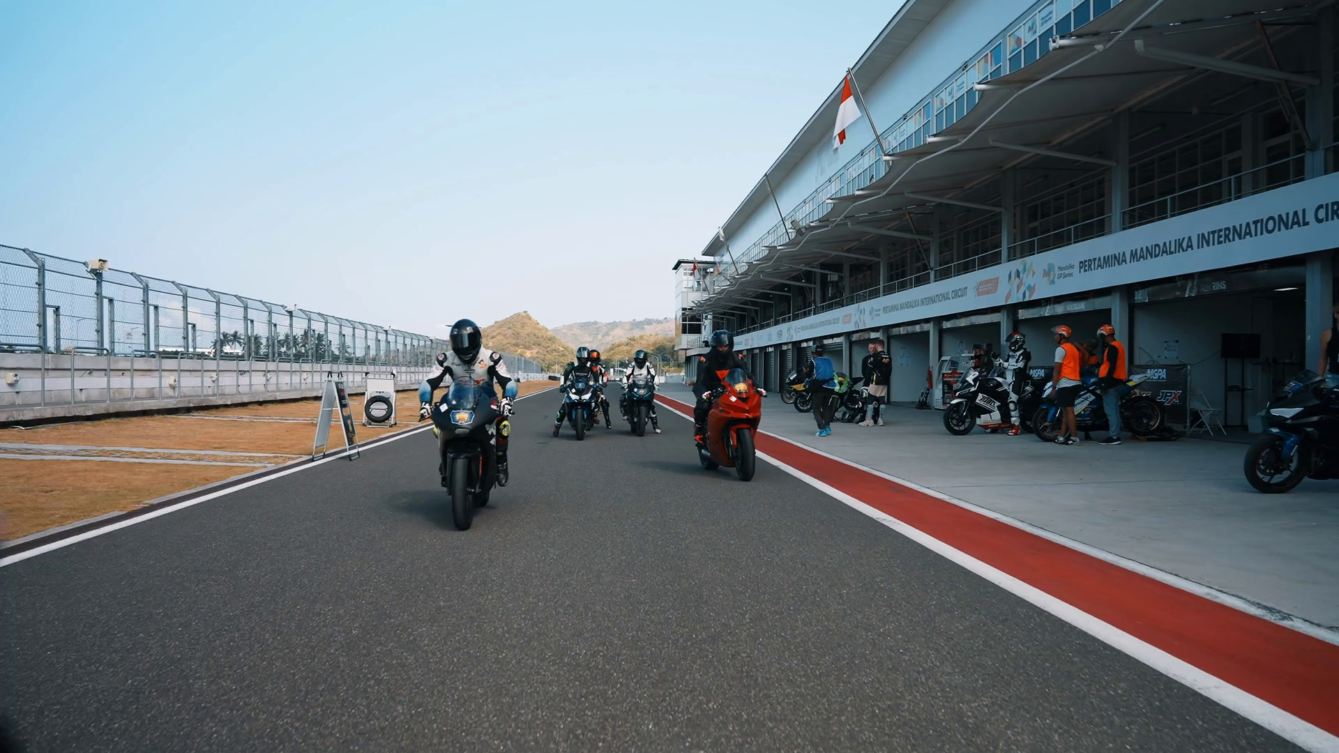 Motorcycle Racers Leaving Pit Lane Mandalika Stock Footage SBV ...
