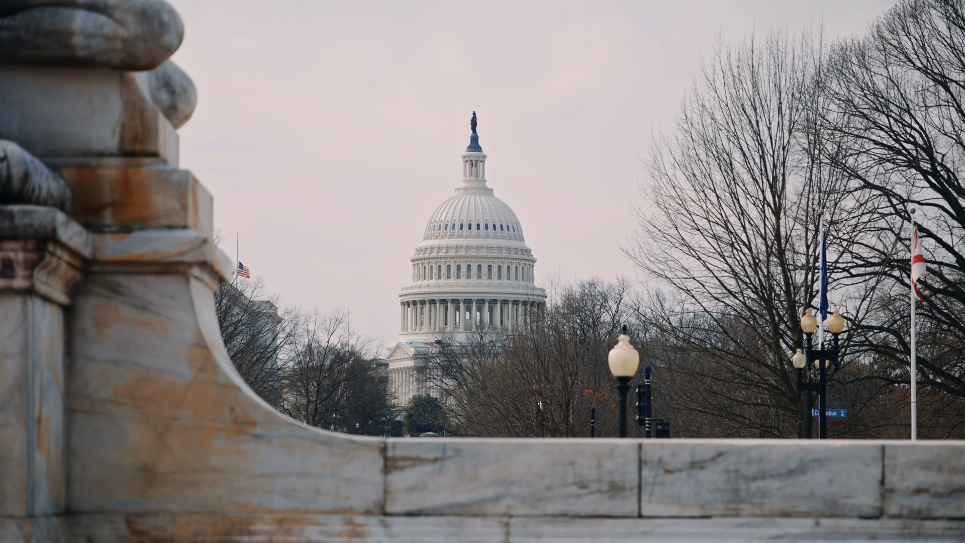 Classic White Capitol Structure In Center Of Stock Footage SBV ...