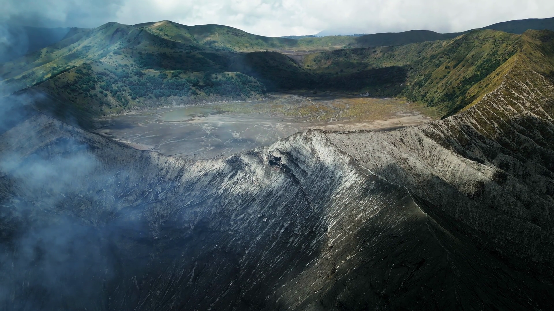 Volcanic Crater Ridge Caldera Landscape From Stock Footage SBV ...