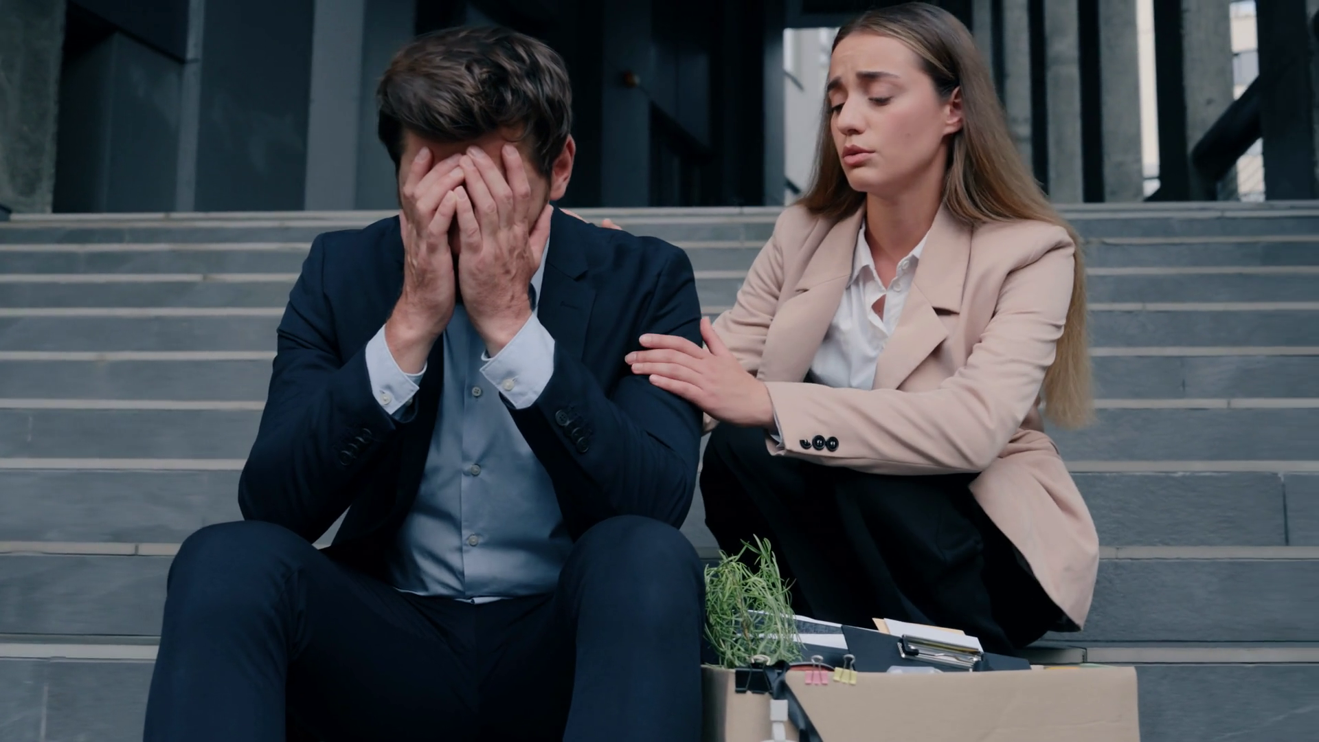Caucasian Stressed Male Man Guy With Box Stock Footage SBV-353225378 ...