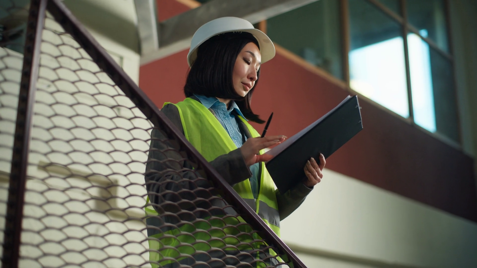 Asian Japanese Woman Builder In Hard Hat Stock Footage SBV-352721192 ...