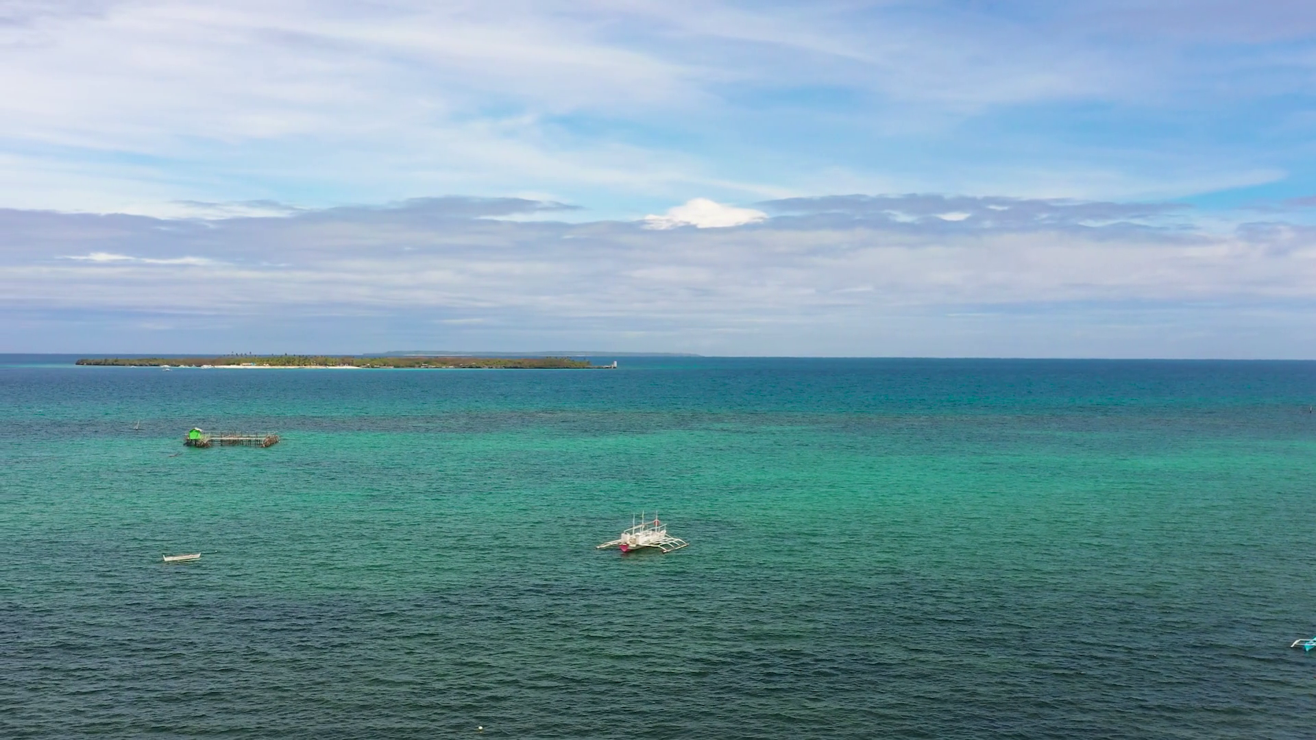 Boat Floating Over Blue Sea Island Stock Footage SBV-352341313 ...