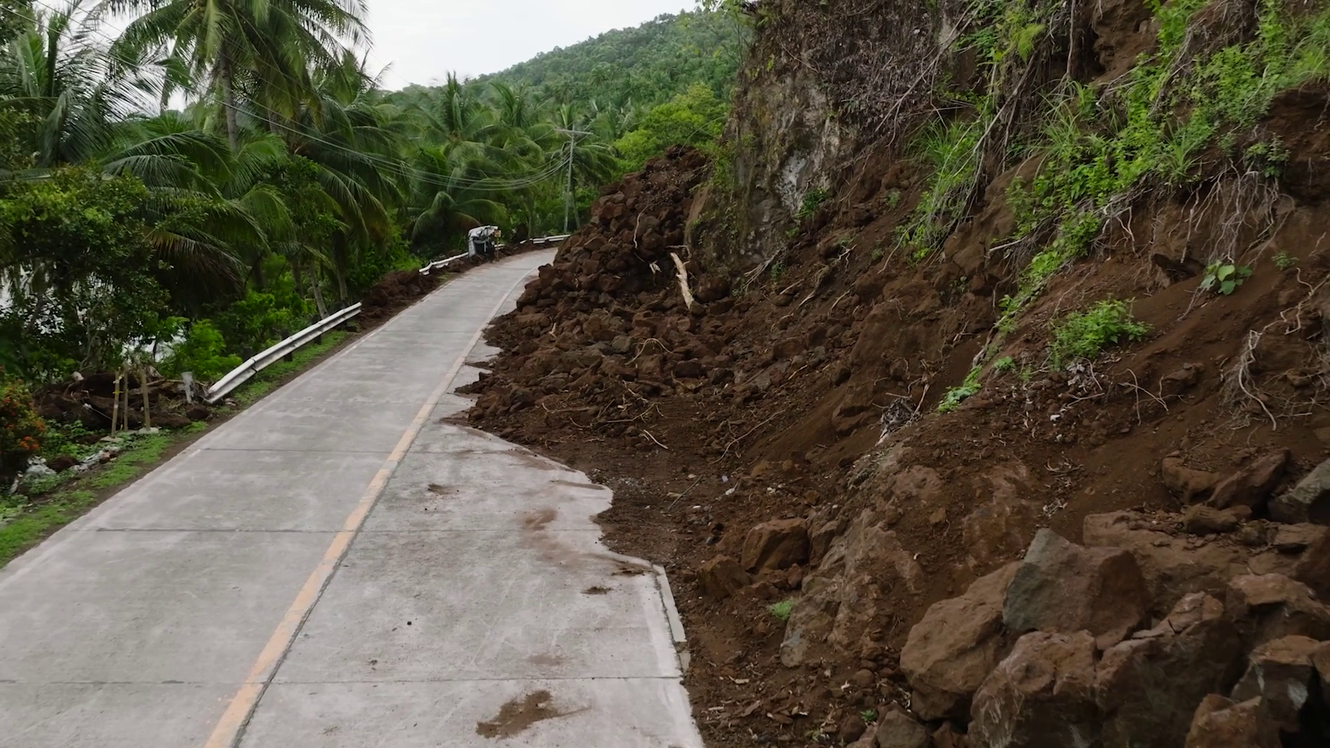 Mountain Soil Collapse In Half Of Highway Stock Footage SBV-352320873 ...