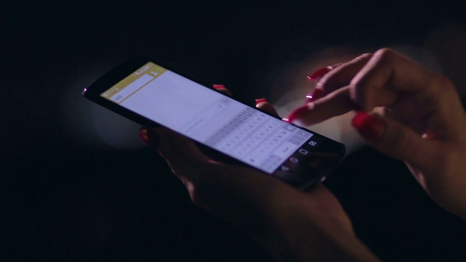 Closeup woman's hand texting on cellphone at night Stock Video Footage ...