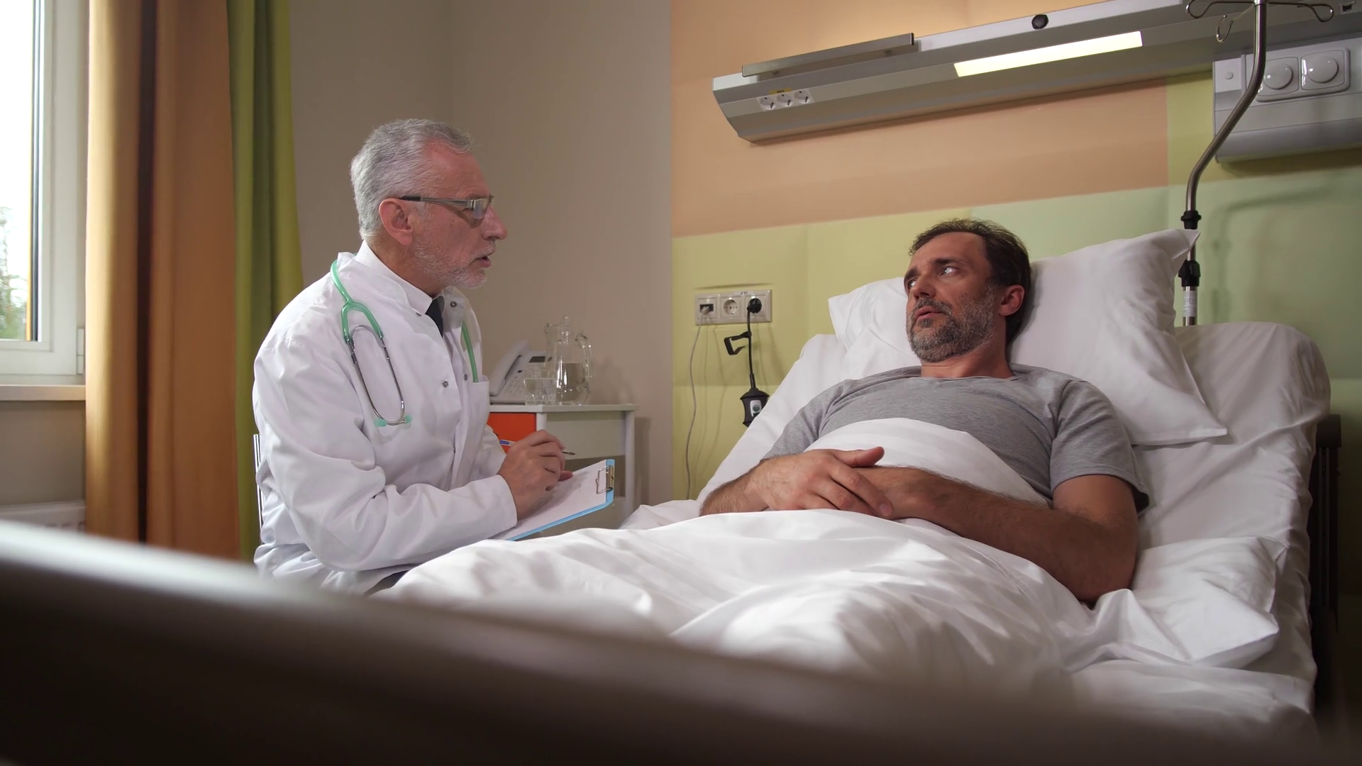 Adult Hospitalized Male Lying In Ward Stock Footage SBV-337895524 ...