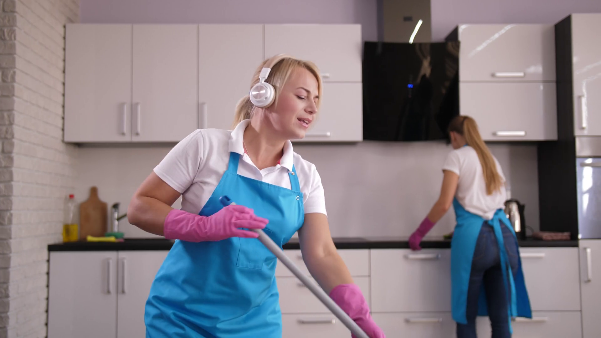 Close-up Of Happy Female Cleaner In Stock Footage SBV-337898999 ...