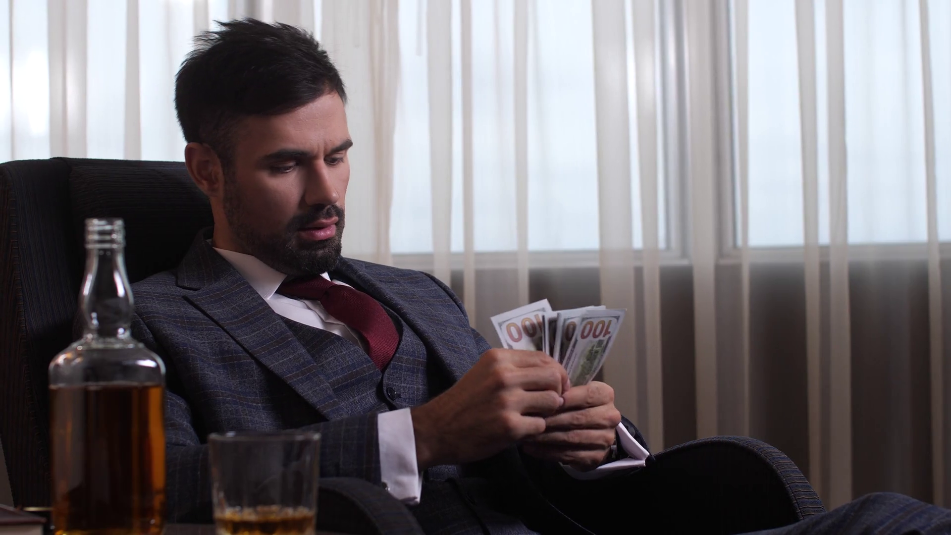 Close-up Of Respectable Man Enjoying Alcohol Stock Footage SBV ...