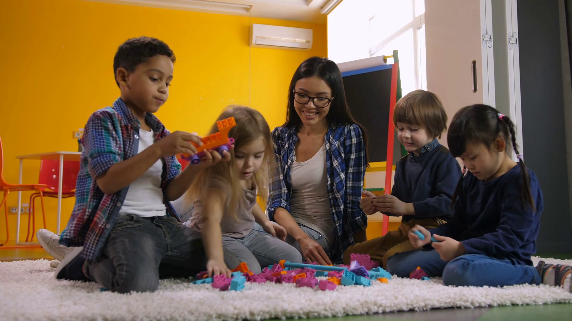 Engrossed Multinational Diverse Kids With Stock Footage SBV-330139680 ...