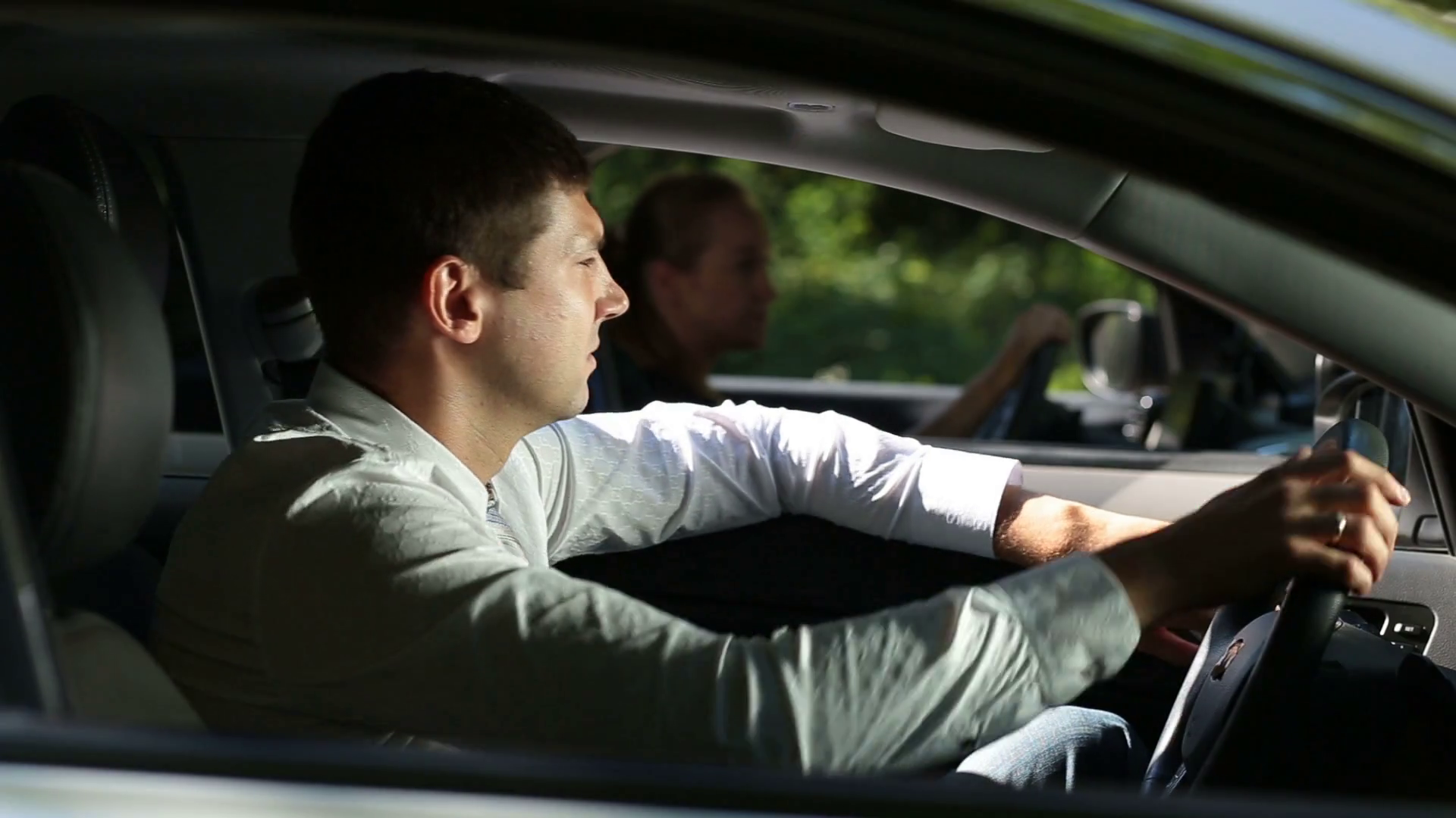 Frustrated Man Driving Car At Traffic Jam Stock Footage SBV-316750108 ...