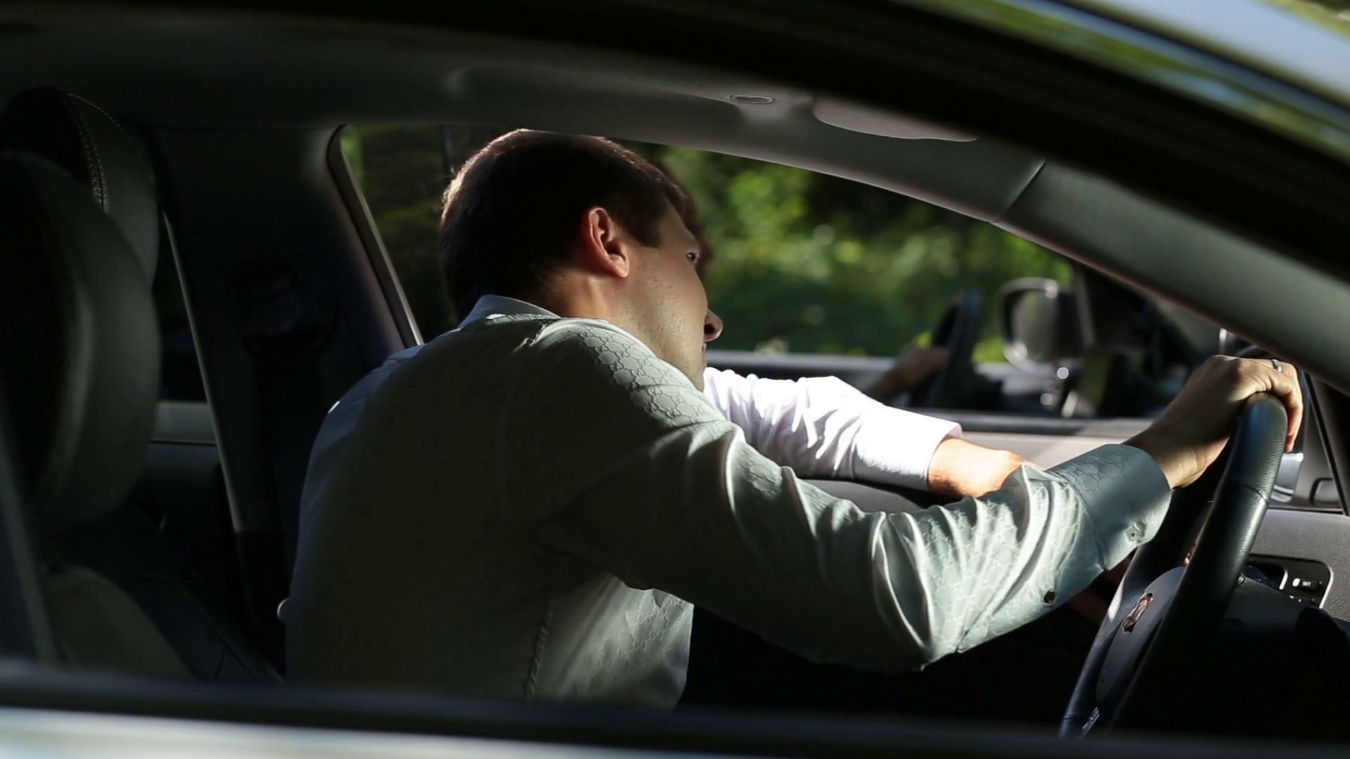 Frustrated man driving car at traffic jam Stock Video Footage - Storyblocks