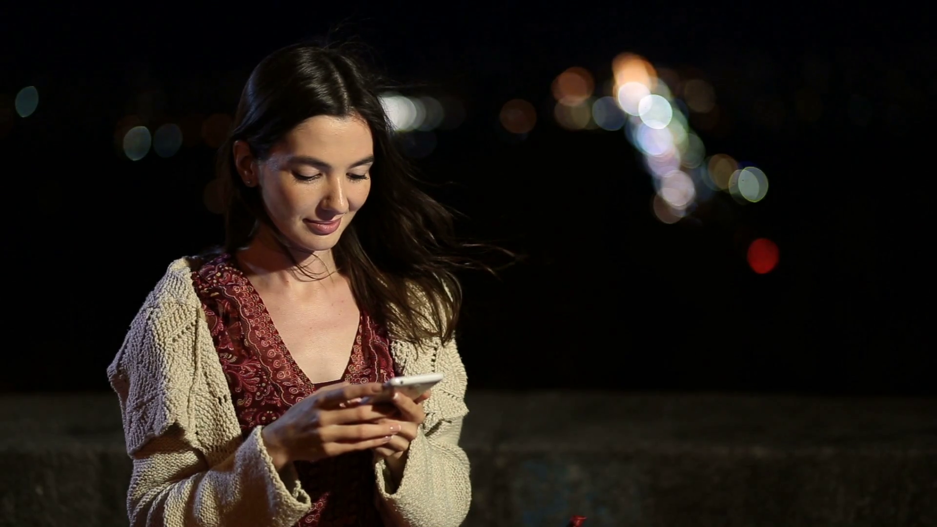 Gorgeous woman texting message on phone at night Stock Video Footage 00 ...