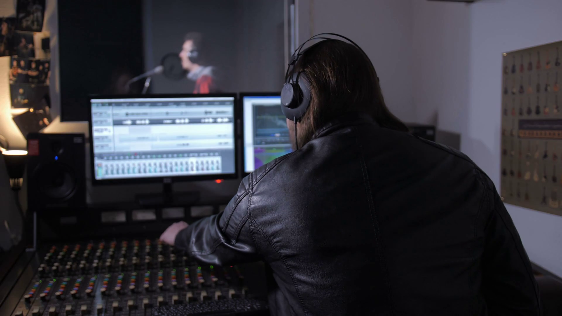 Music Producer In Headphones Working On Stock Footage SBV-337574268 ...