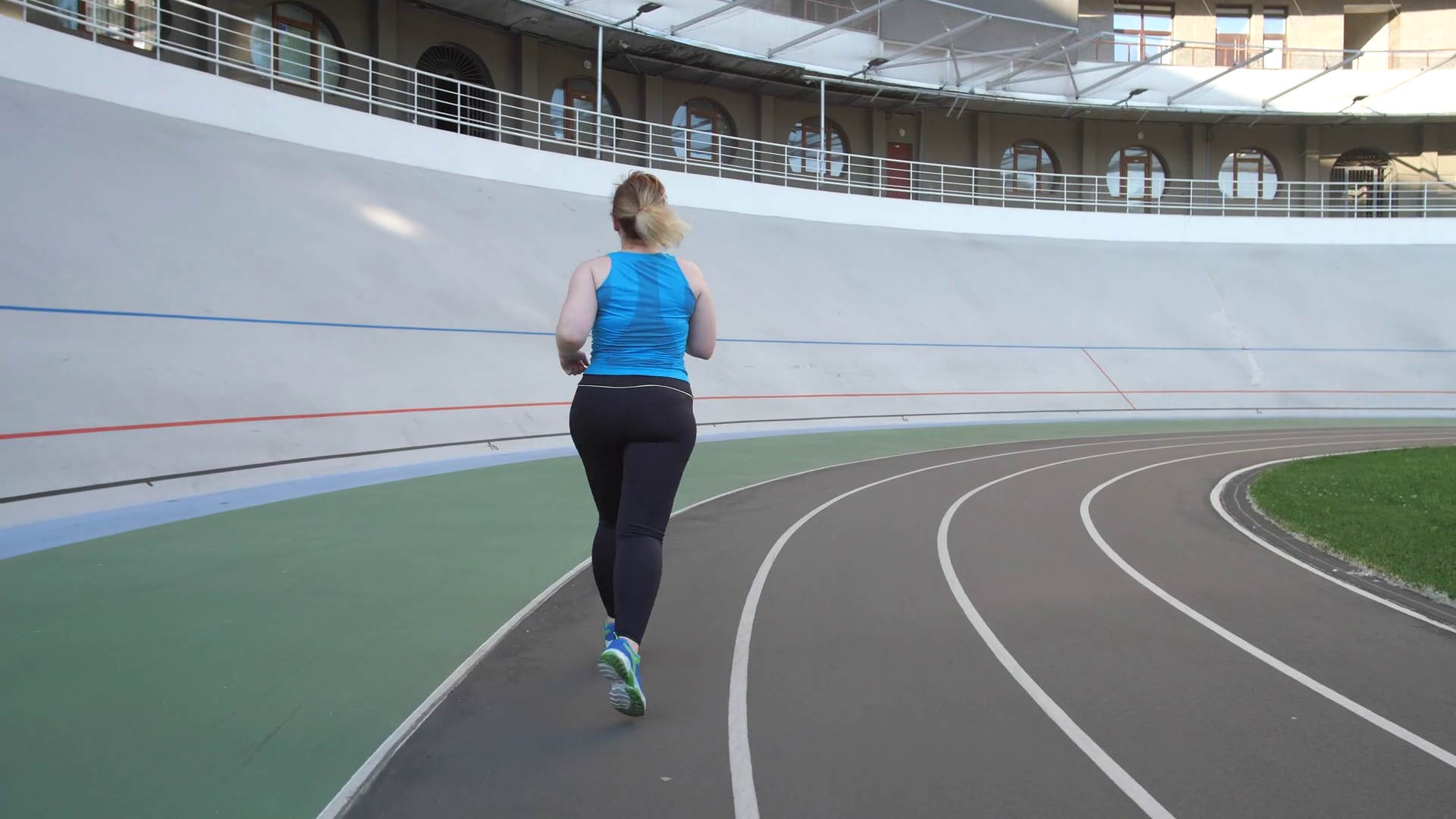 Rear View Of Overweight Female Runner Stock Footage SBV-336661547 ...